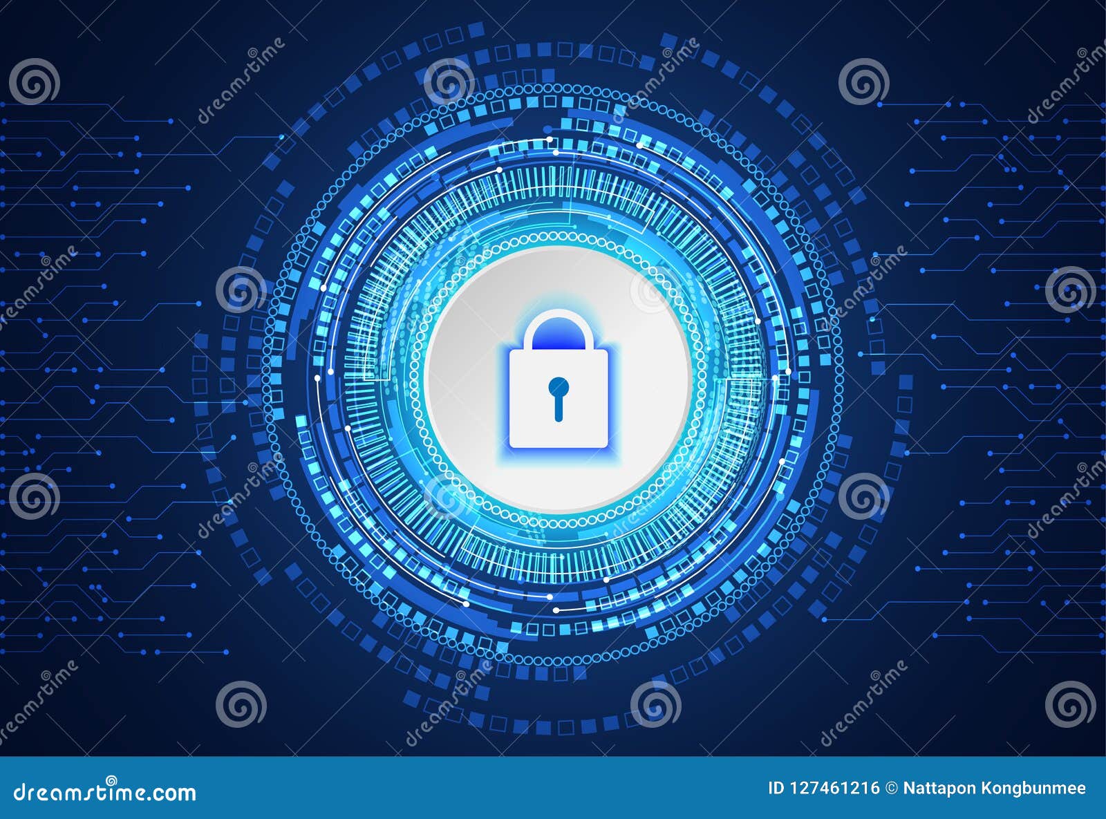 Abstract Technology Concept Cyber Security Padlock Circle White Stock Vector - Illustration of ...