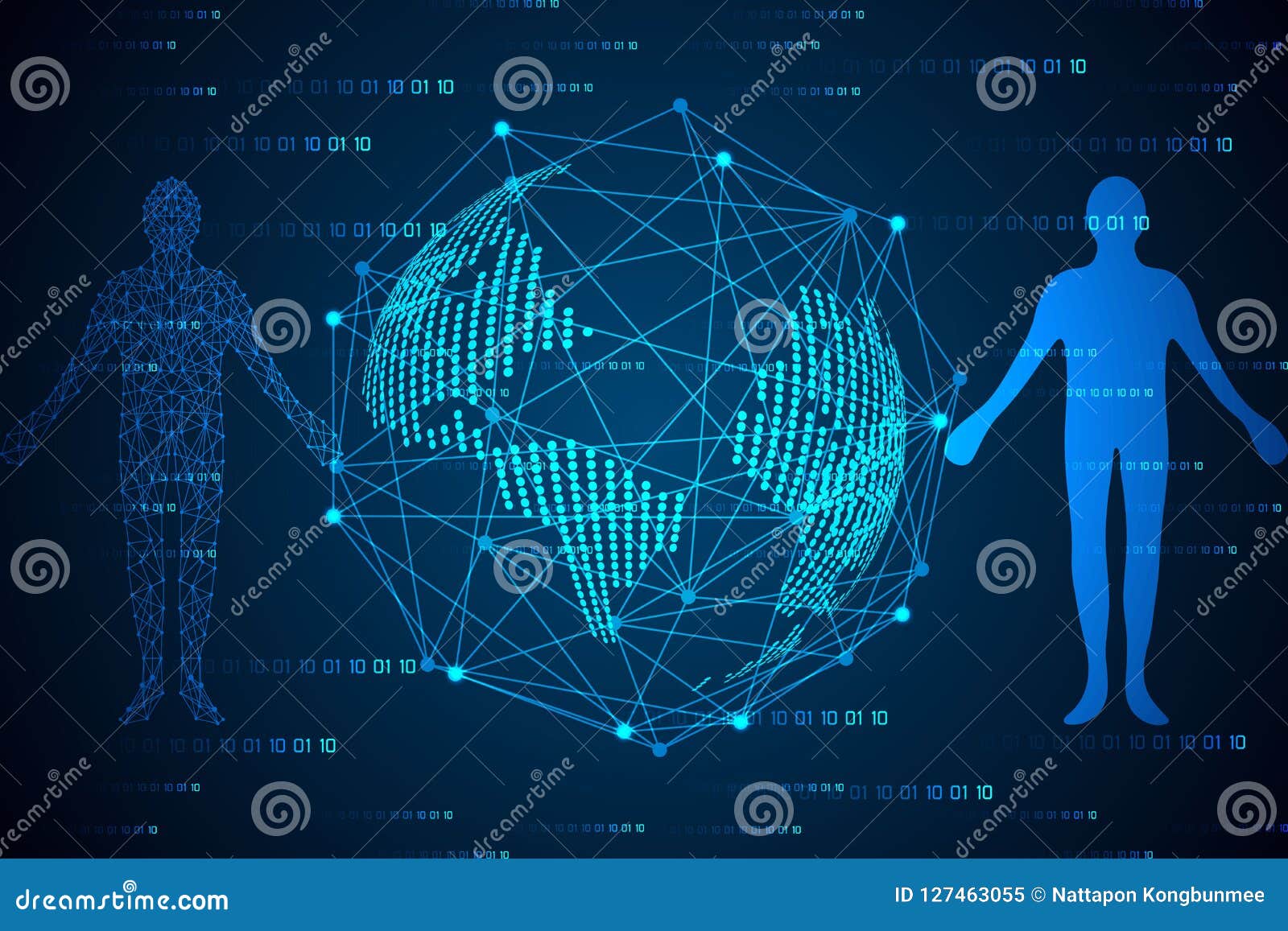Abstract Technology Concept Humans Body Digital Link and World M Stock ...