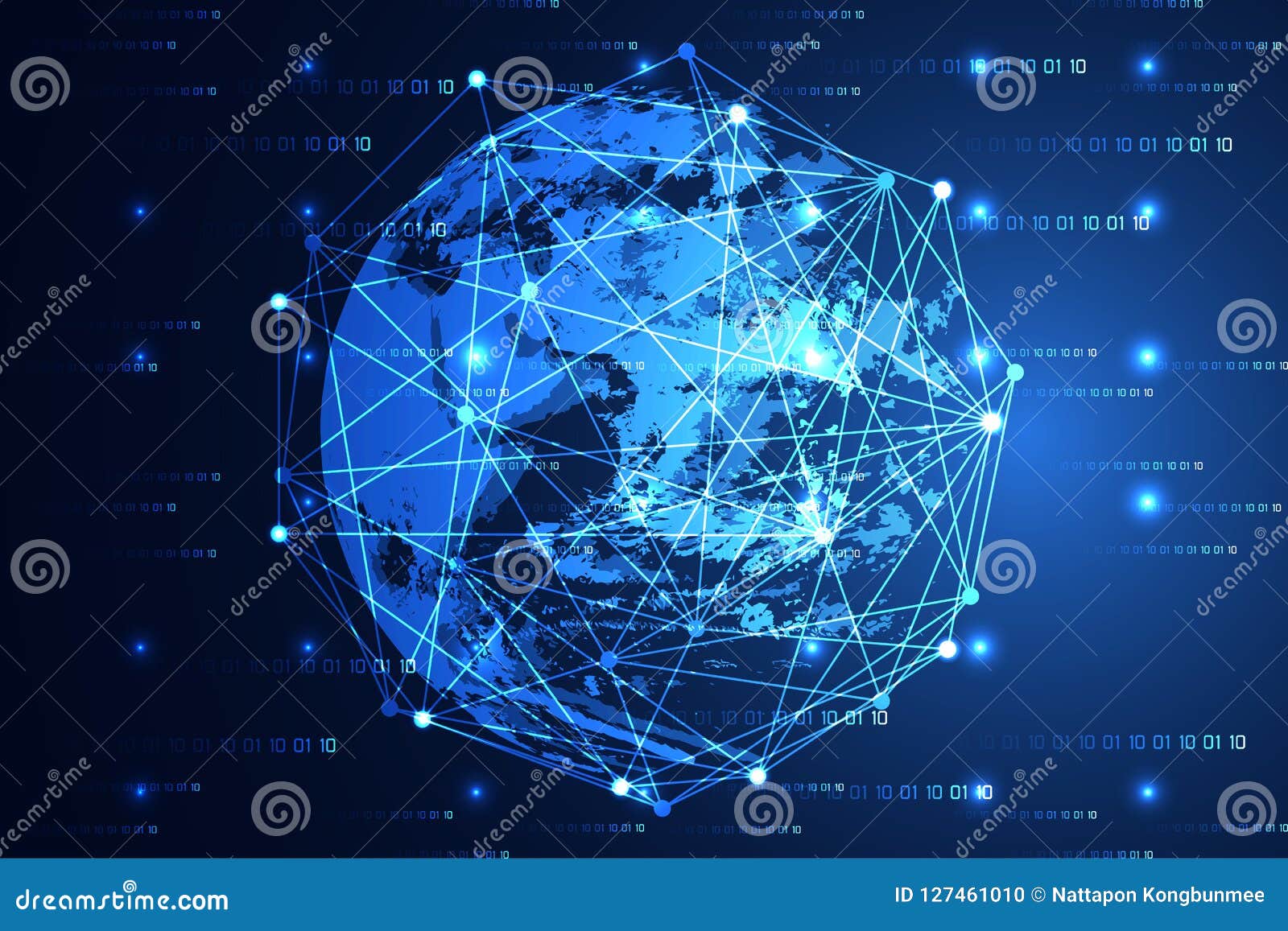 Abstract Technology Concept Modern World Blue Light and Digital Stock ...