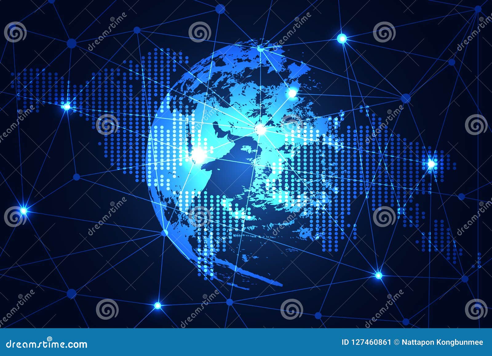 Abstract Technology Concept World and Map Dot Digital Connection Stock ...