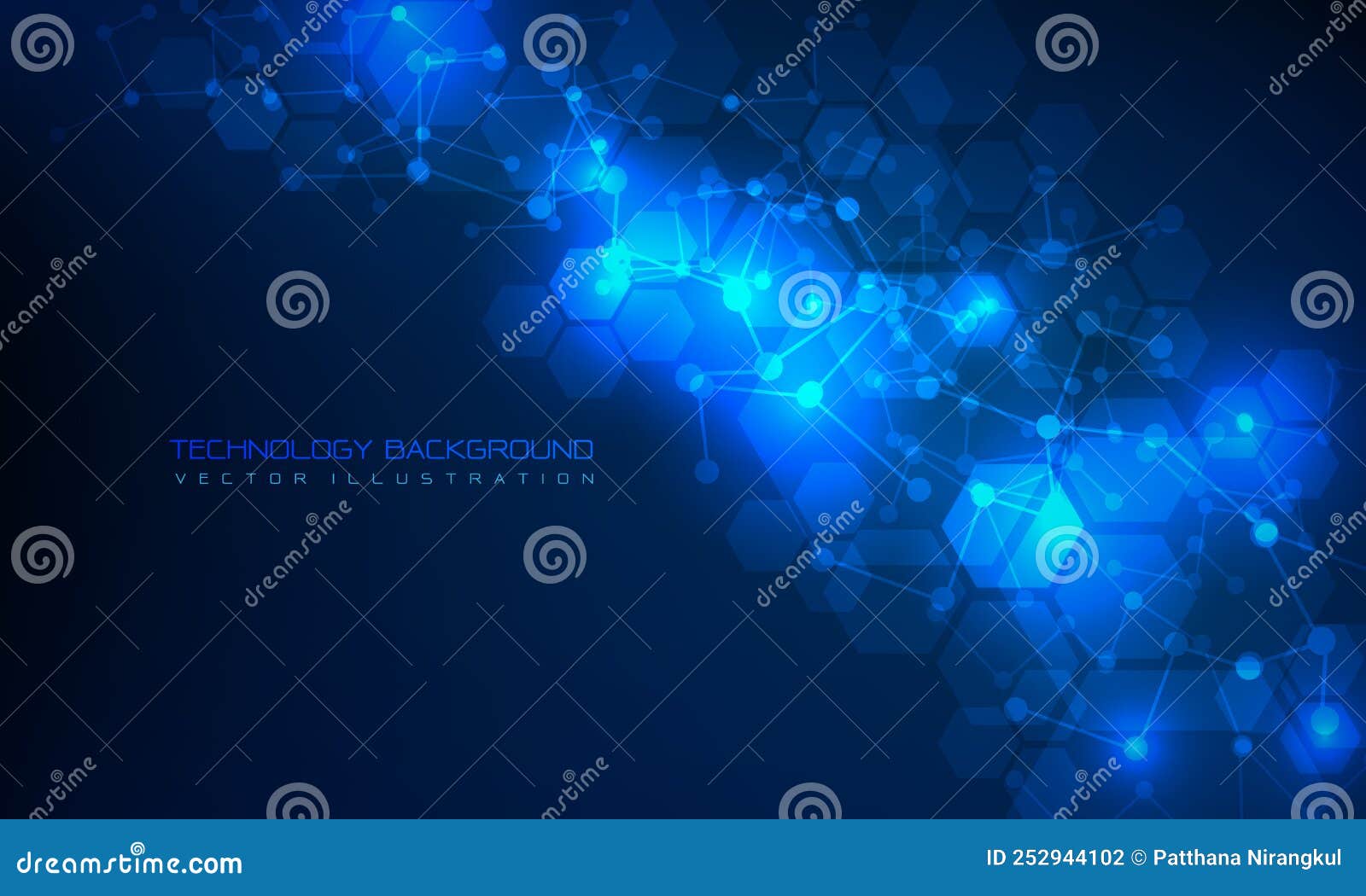 Abstract Technology Connect Blue Polygon DNA Lines Dots Geometric ...