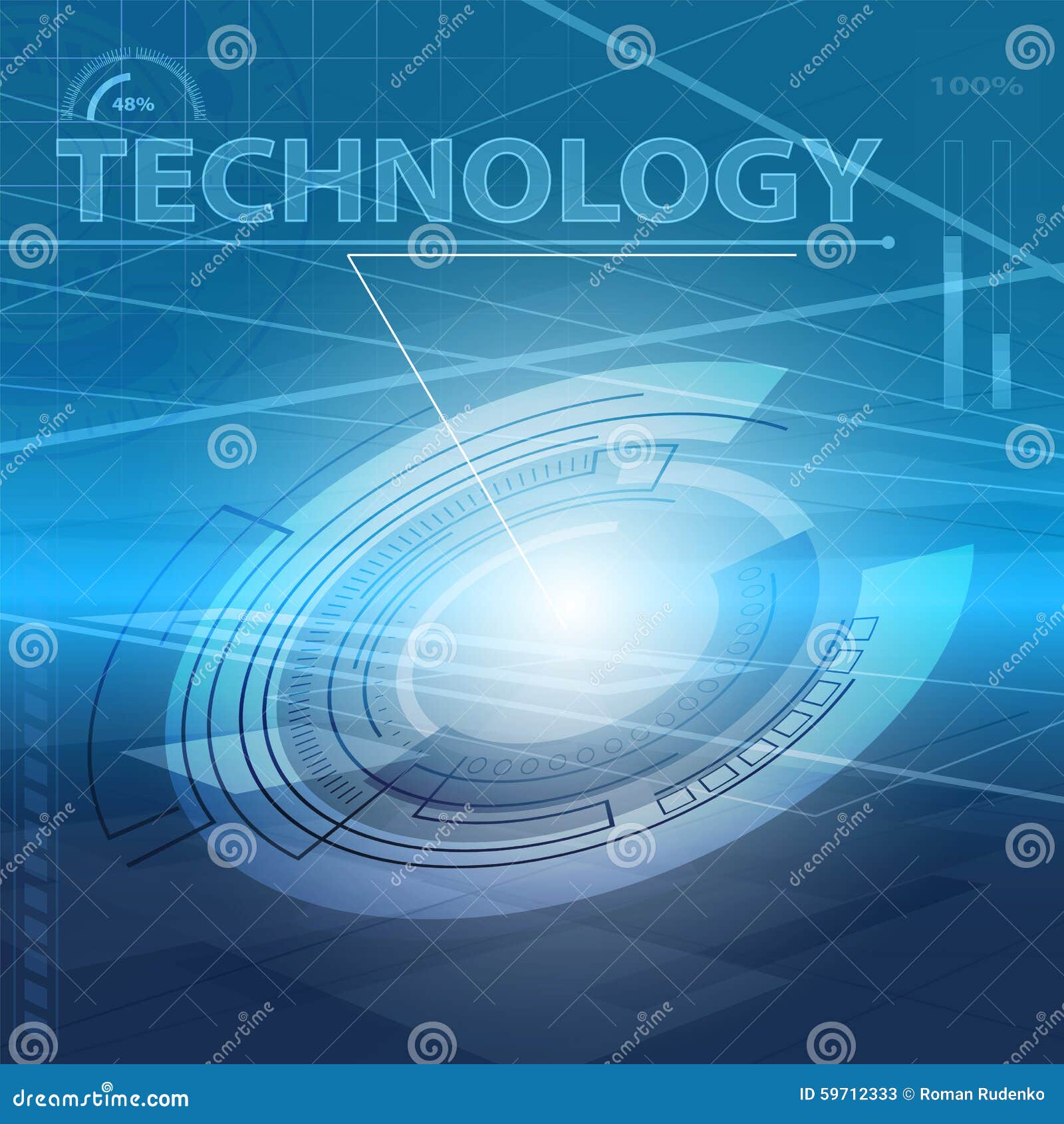 Abstract Technology Contour Objects. Light Futuristic Concept, D Stock ...