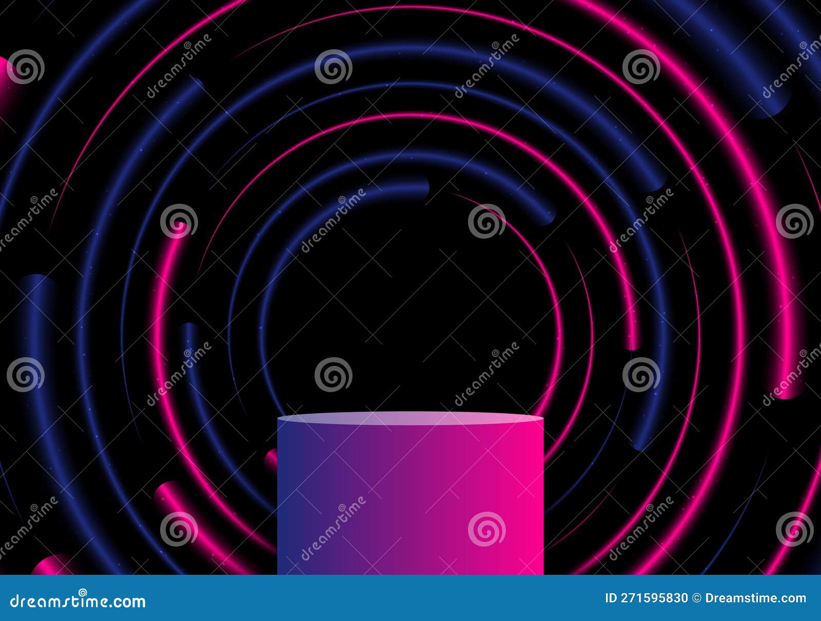 Abstract Technology 3D Realistic Podium Stand with Blue and Pink ...