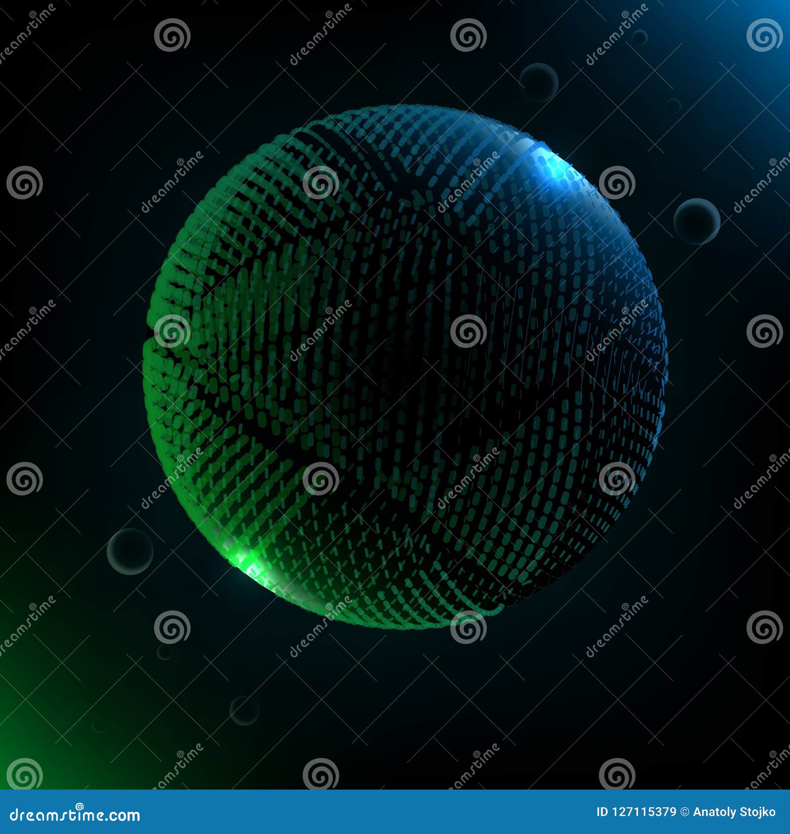 Abstract Technology 3D Sphere. Futuristic Planet in Universe. Stock ...