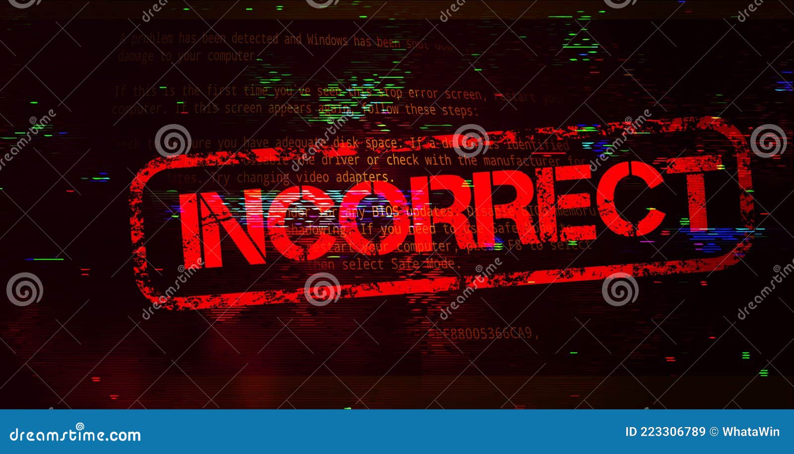 Abstract Technology Dark Background with Red Stamp Incorrect Stock ...