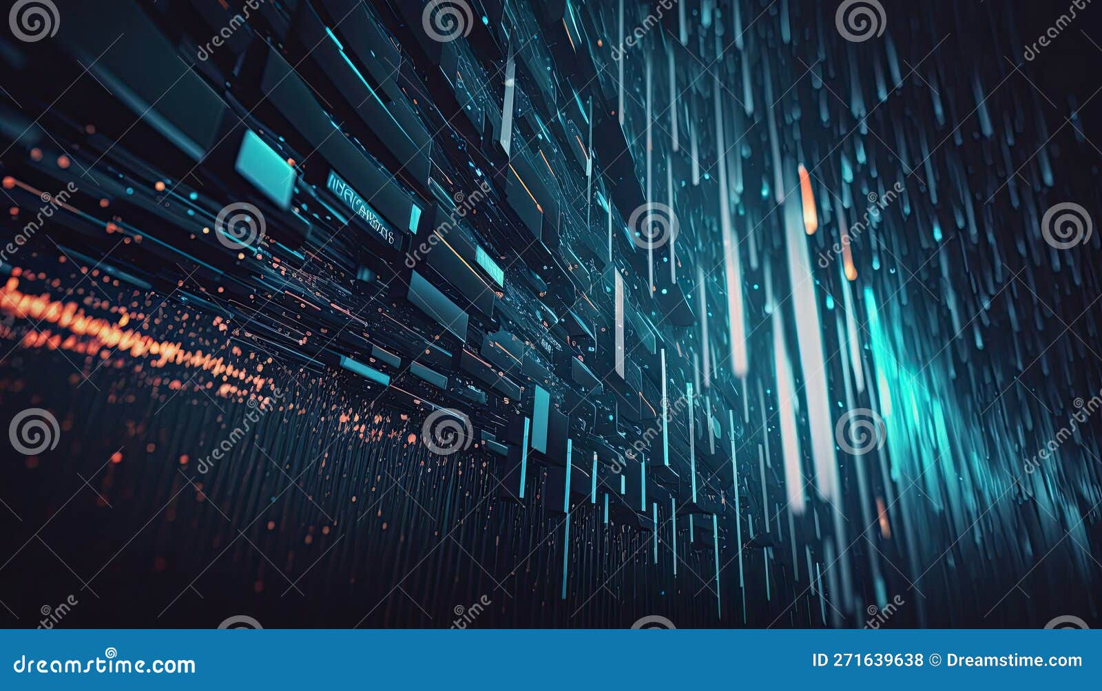 Abstract Technology Data Moving Fast As Neon Lights. Communication ...