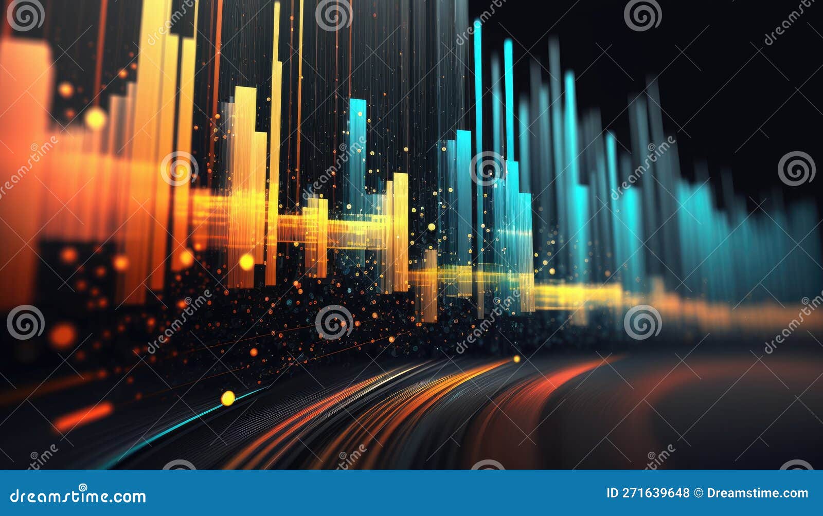 Abstract Technology Data Moving Fast As Neon Lights. Communication ...