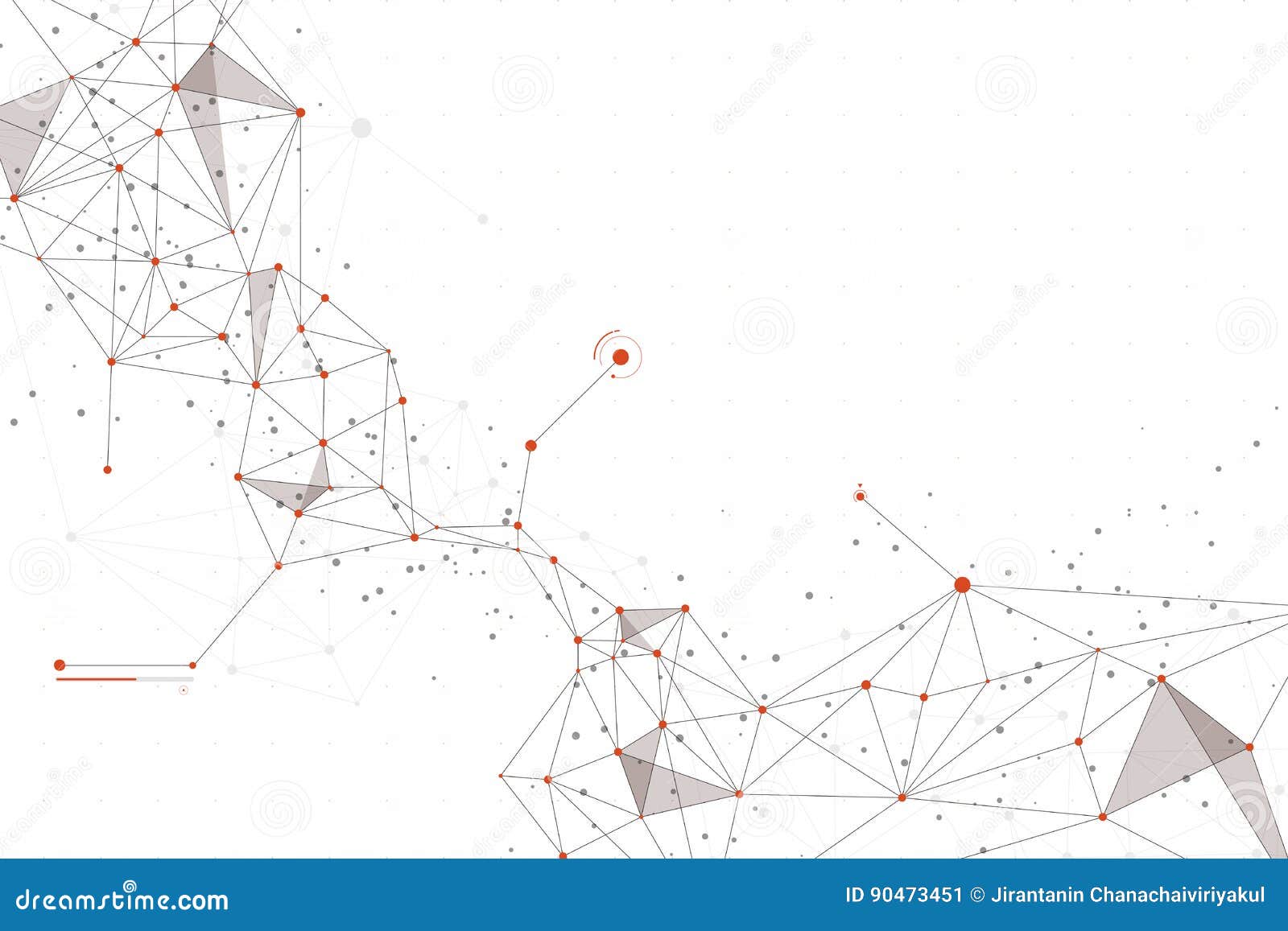 Abstract Technology.Design of Connected Dots Orange Color on White ...