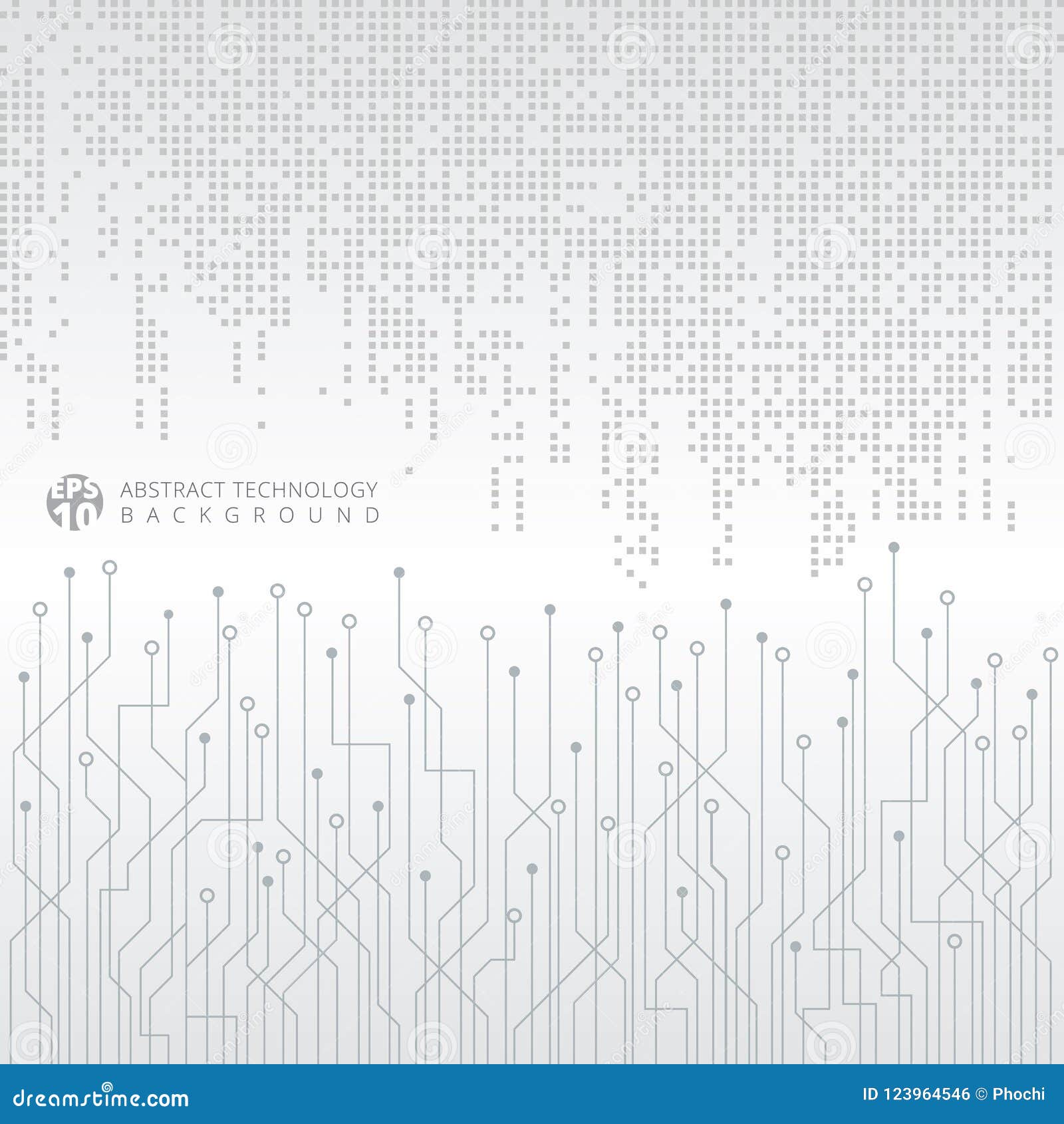 Abstract Technology Digital Data Gray Square Pattern with Circuit Board ...