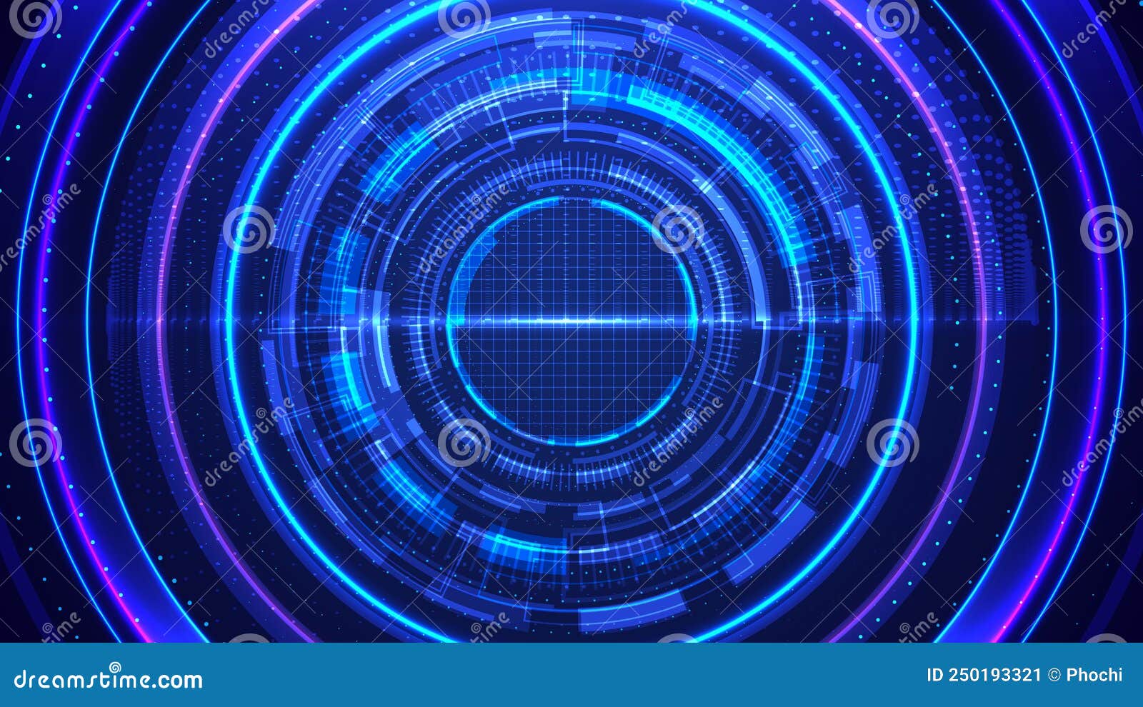 Abstract Technology Digital Futuristic Blue Glowing HUD Circuit High ...