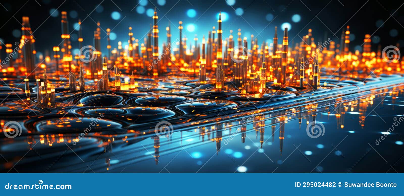 Abstract Technology Digital Hi-tech City Concept Background Stock ...