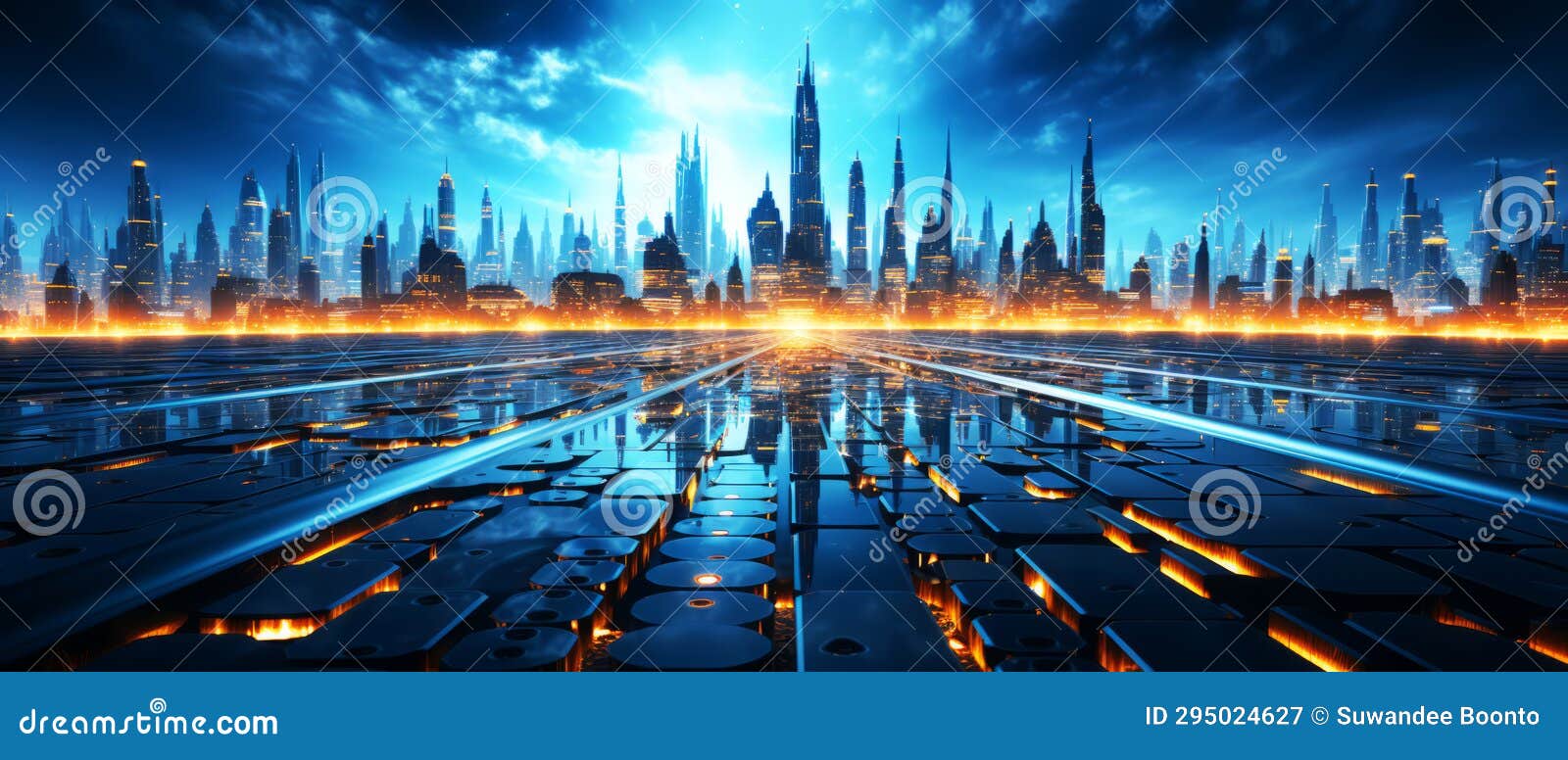 Abstract Technology Digital Hi-tech City Concept Background Stock Image ...