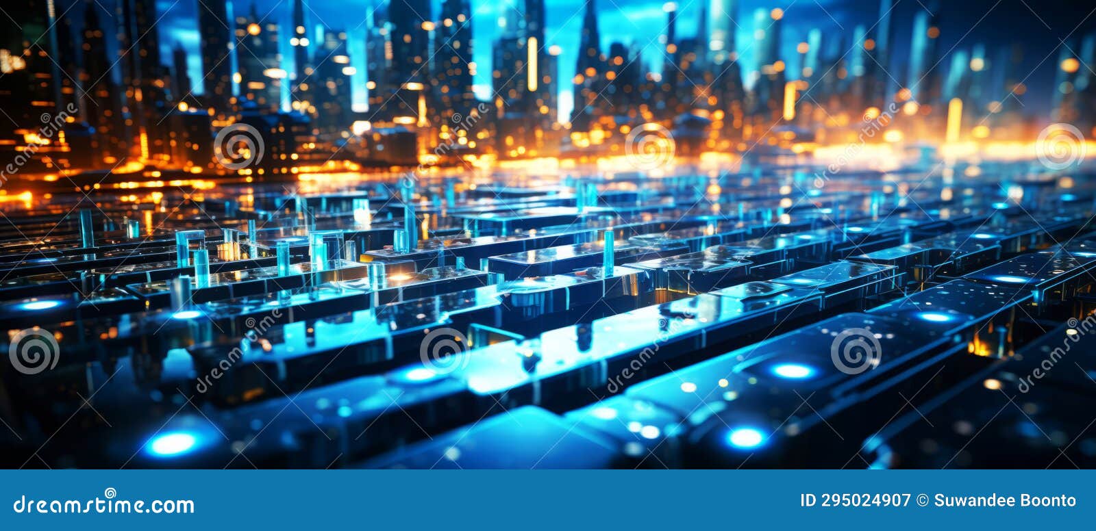 Abstract Technology Digital Hi-tech City Concept Background Stock ...