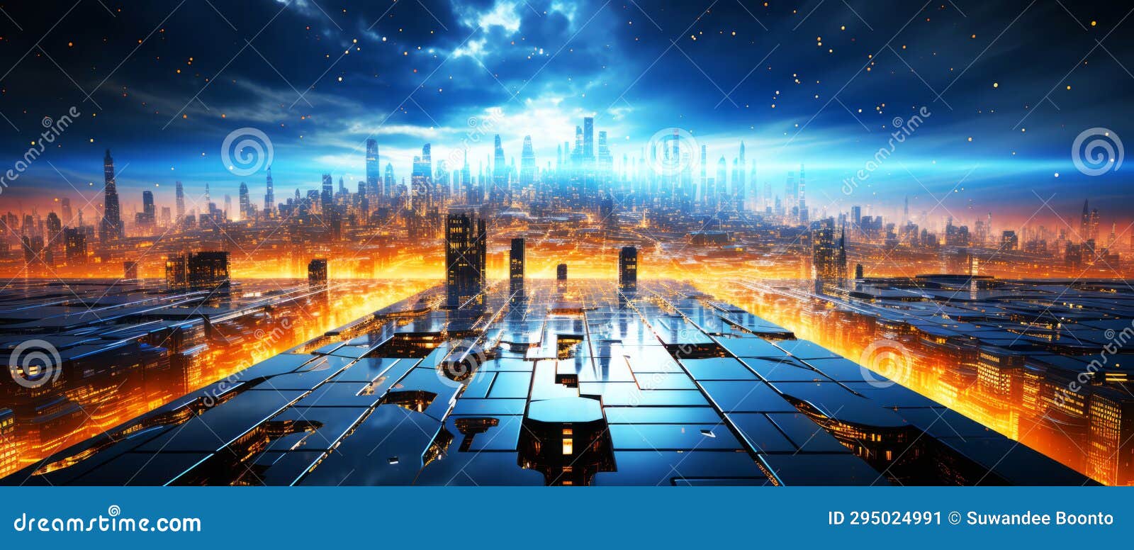 Abstract Technology Digital Hi-tech City Concept Background Stock Image ...