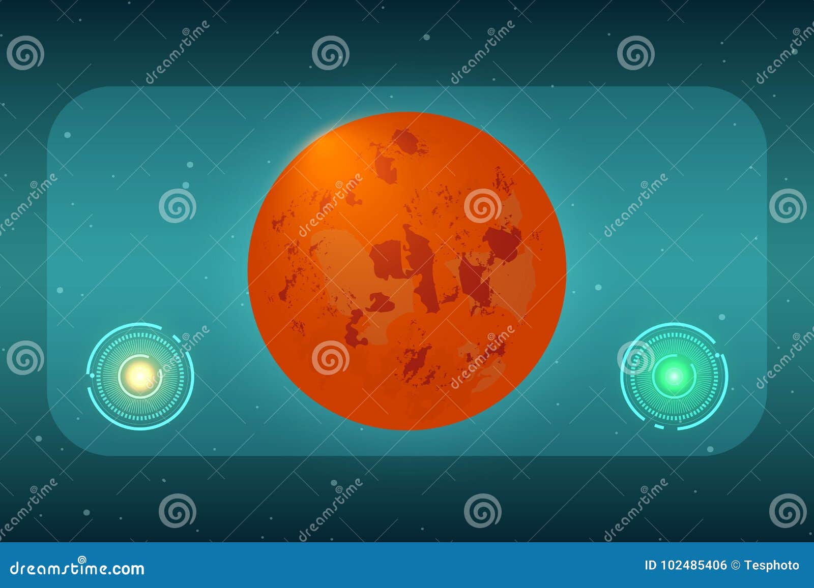 Abstract Technology Display with Planet Mars. Vector Stock Vector ...