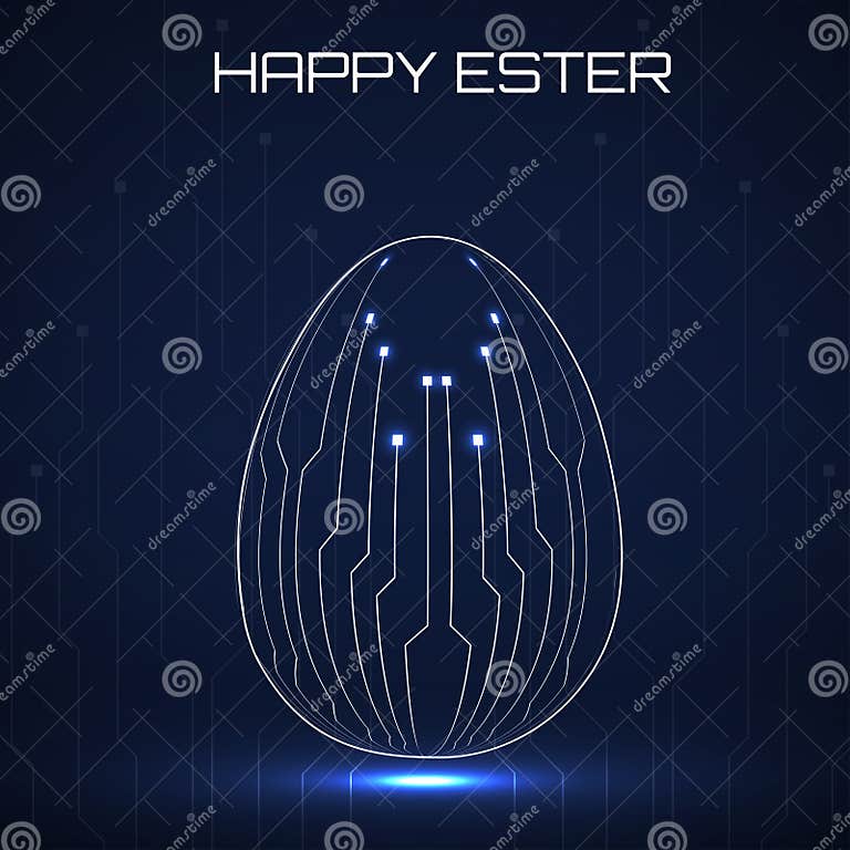 Abstract Technology Easter Eggs with Circuit Board Stock Vector ...