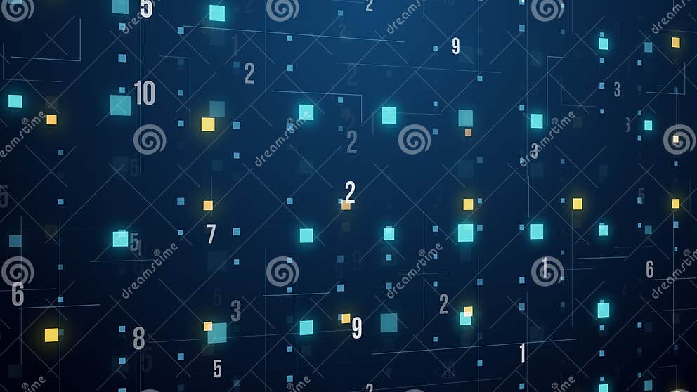 Abstract Technology Floating Code Number Digital Grid Motion Background Loop Virtual Reality ...