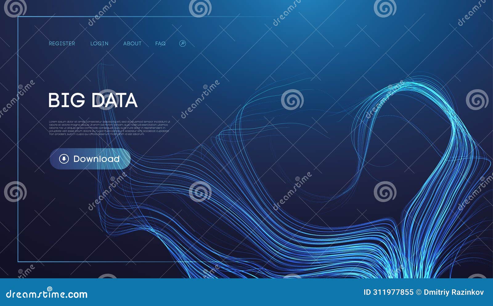 Abstract Technology Flow Design with Blue Wavy Lines Stock Vector ...