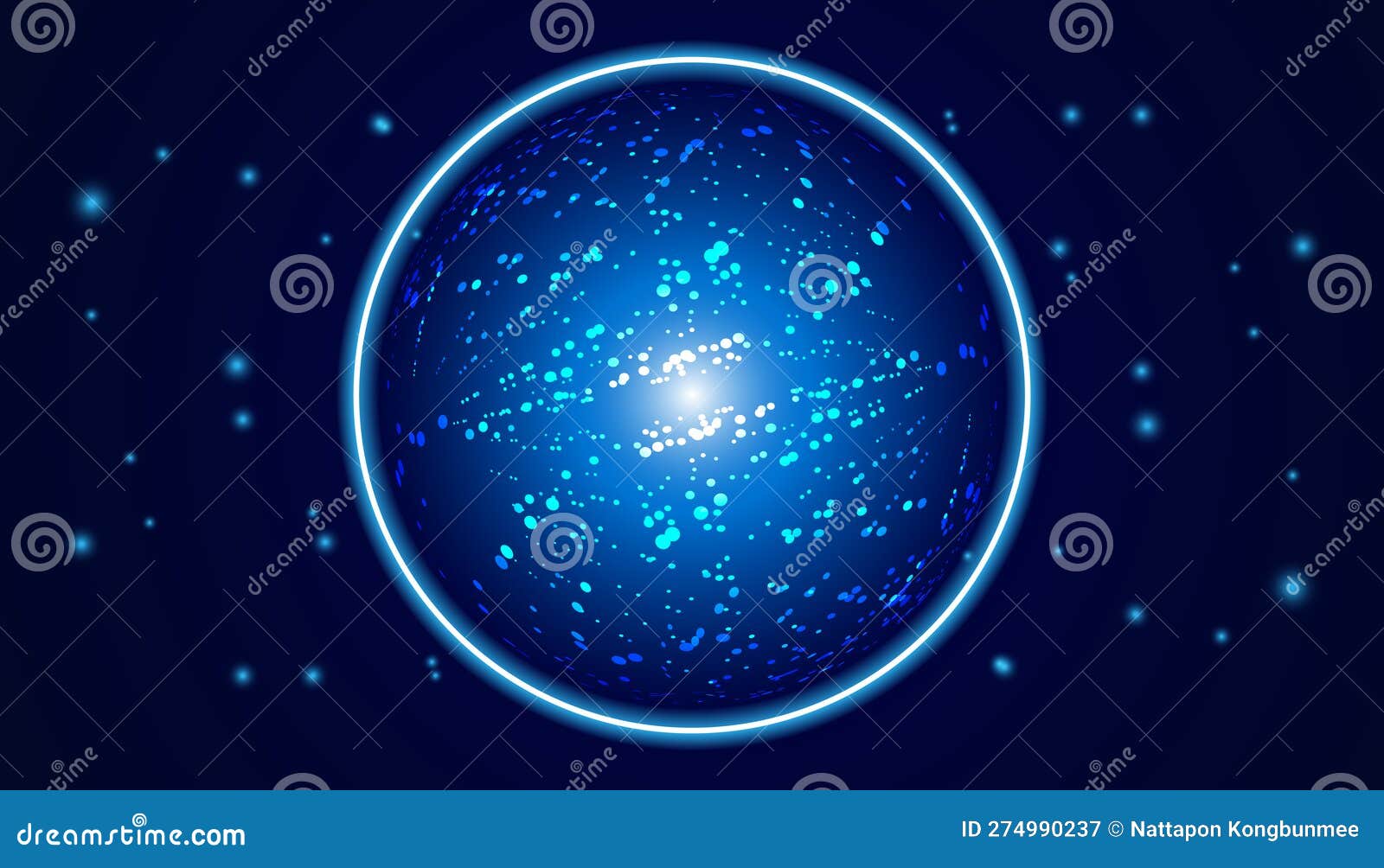 Abstract Technology Futuristic Concept Atomic Atom Communication on a ...