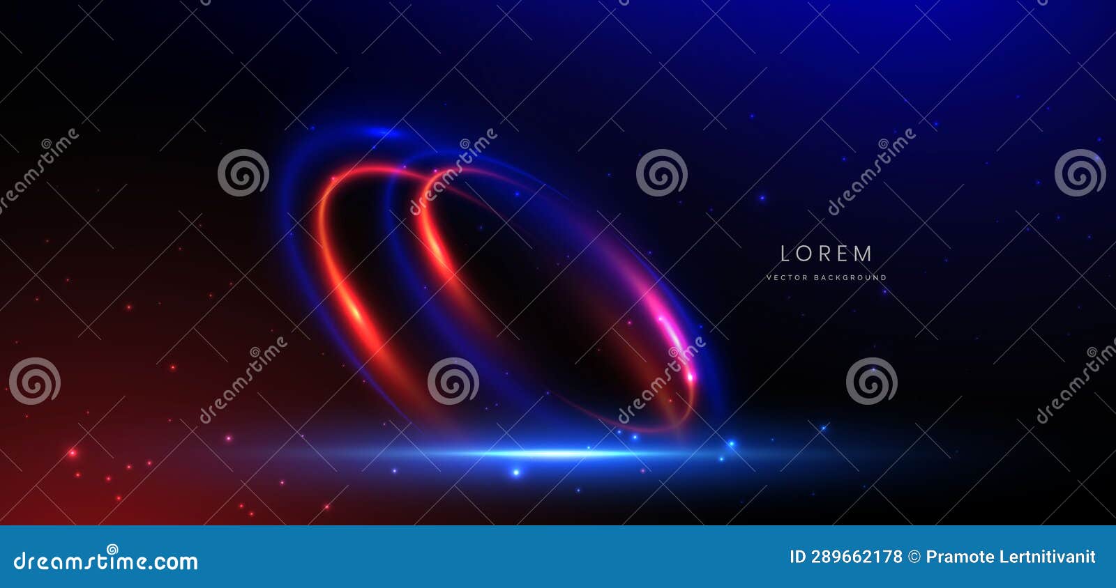 Abstract Technology Futuristic Curved Glowing Neon Blue and Red Light ...