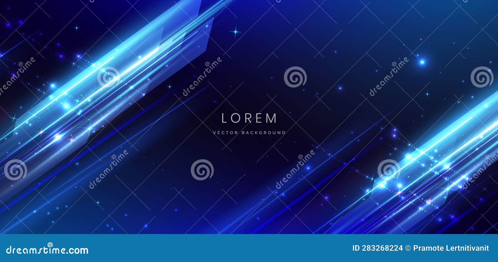 Abstract Technology Futuristic Glowing Neon Blue Light Ray on Dark Blue ...