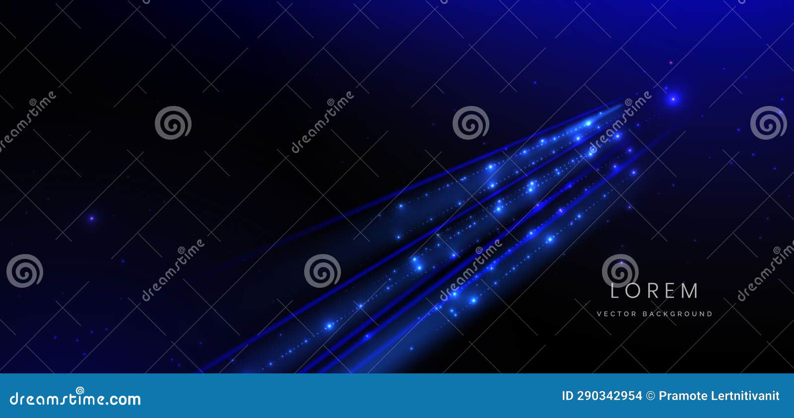 Abstract Technology Futuristic Glowing Neon Blue Light Ray on Dark Blue ...