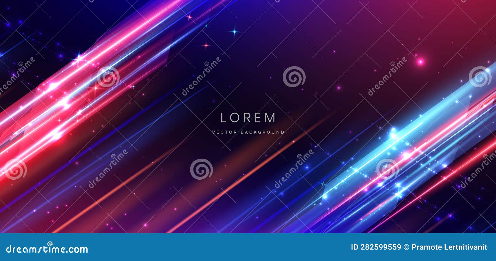 Abstract Technology Futuristic Glowing Neon Blue and Red Light Ray on ...