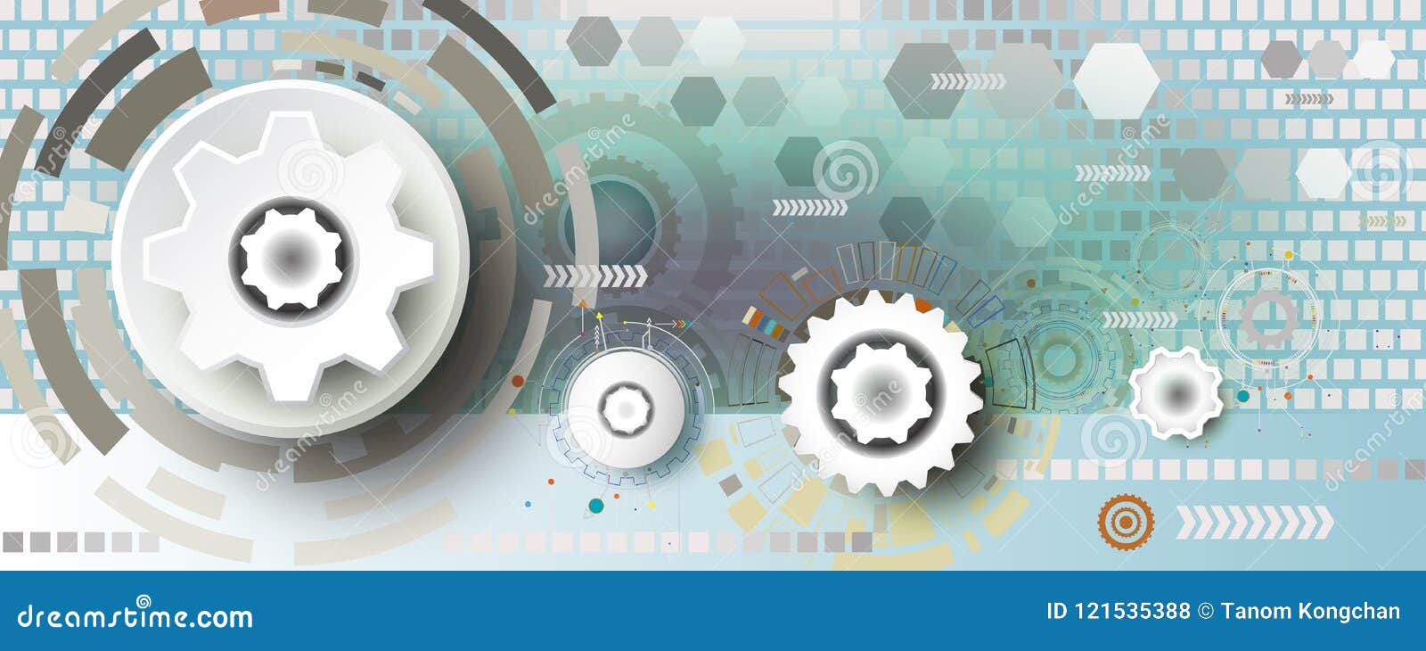 Abstract Technology Gear Wheel Engineering on Square Background. Stock ...