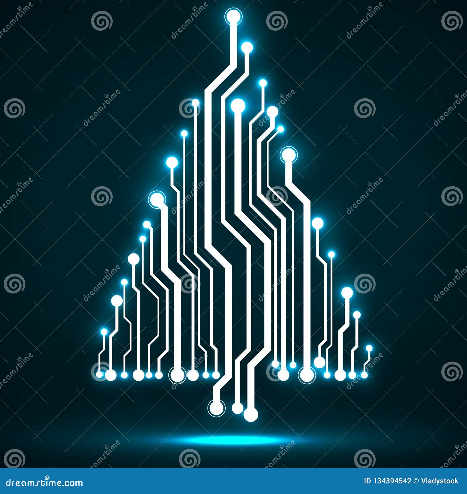 Abstract Technology Glowing Christmas Tree Stock Vector - Illustration ... Abstract Technology Glowing Christmas Tree Stock Vector - Illustration ...