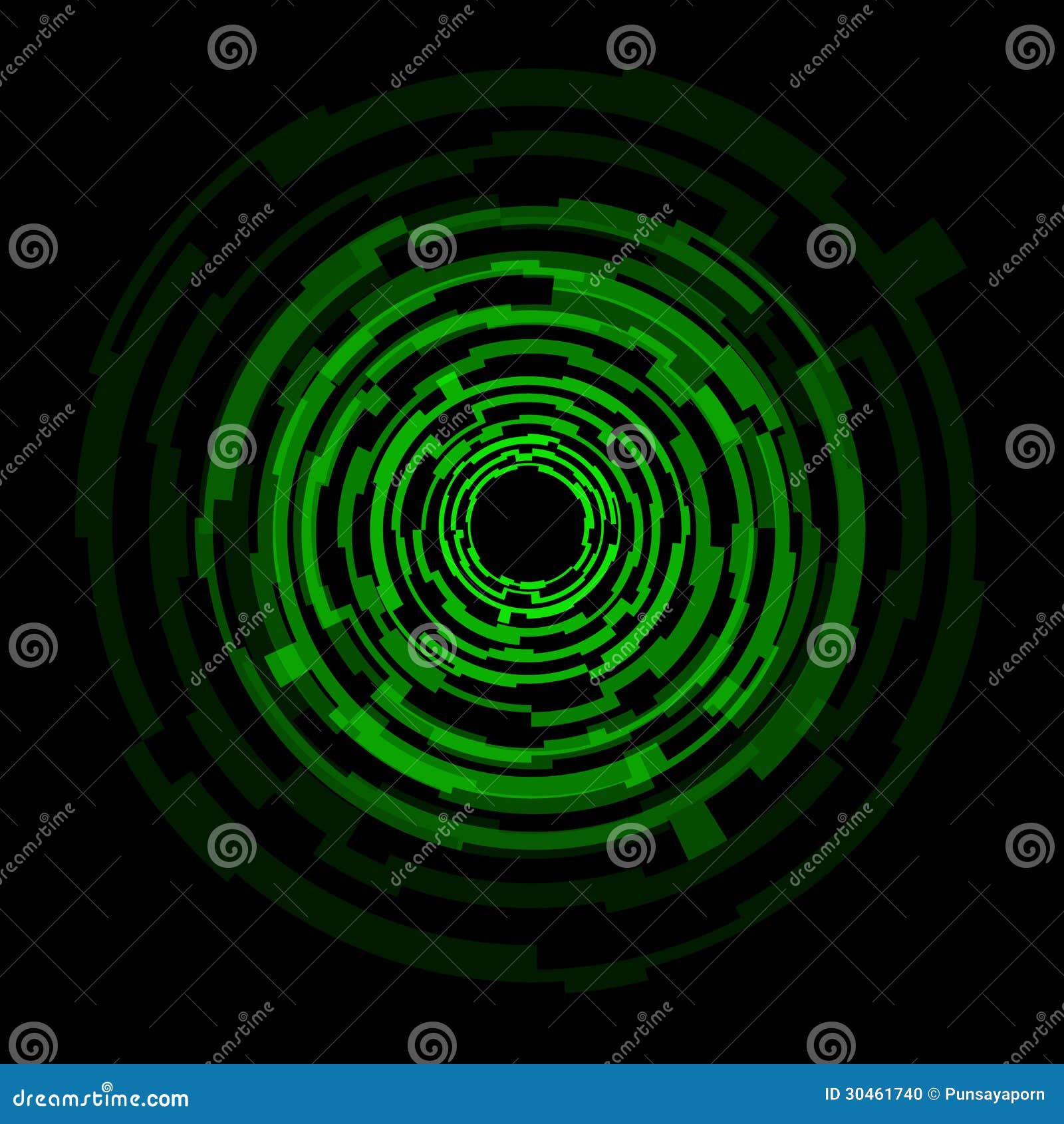 Abstract Technology Green Circles Background Stock Vector