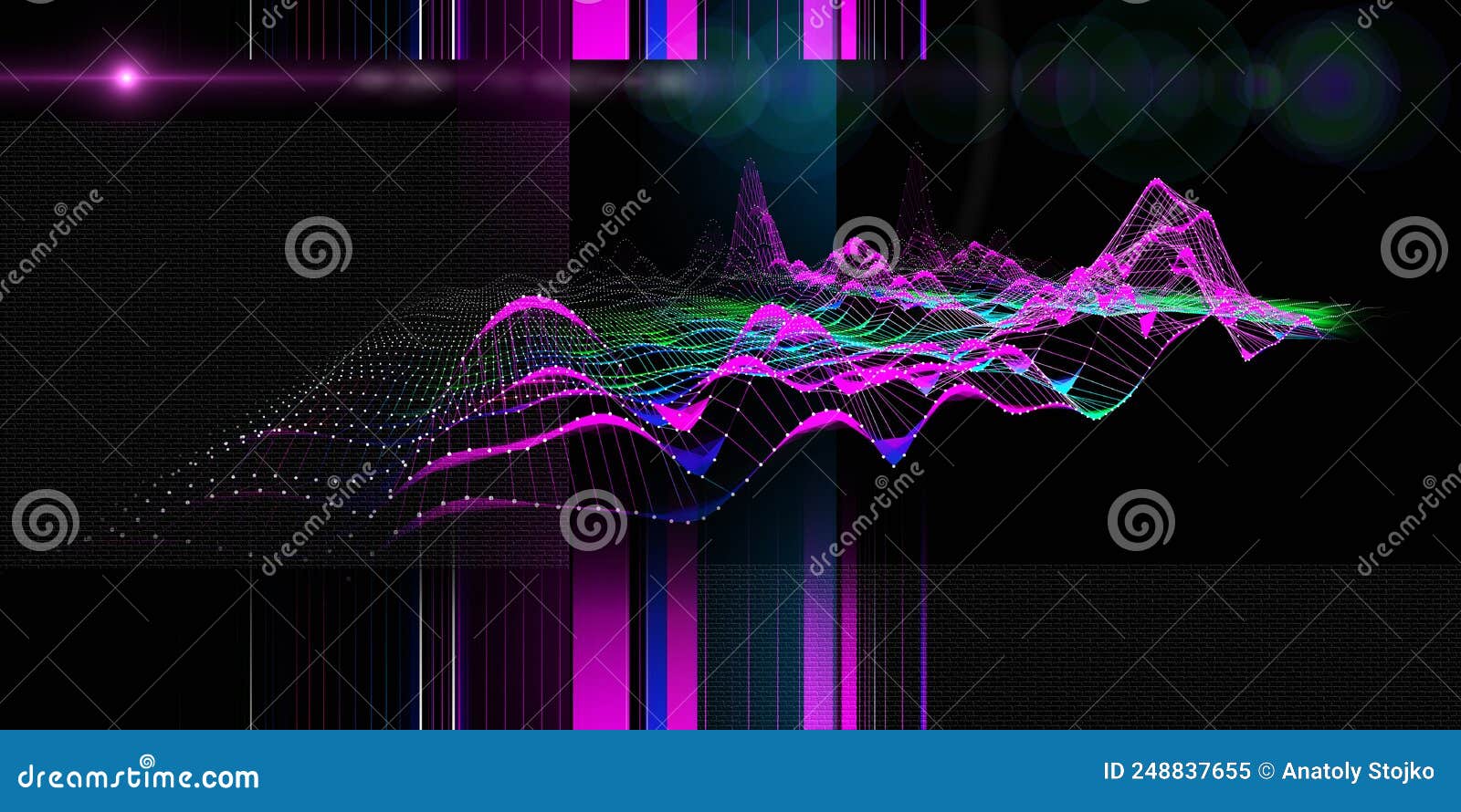 Abstract Technology Grid Background with Connecting Dots and Blurred Lines. Big Data Stock ...