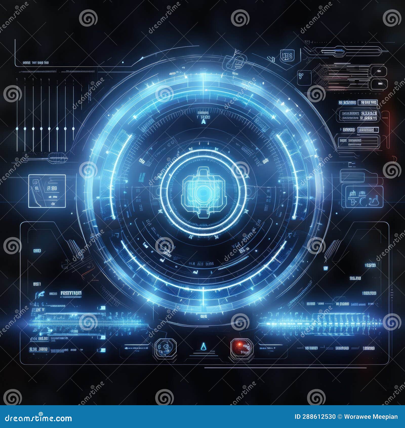 Abstract Technology Hud Interface Hologram Elements Neon Lights, Circle ...