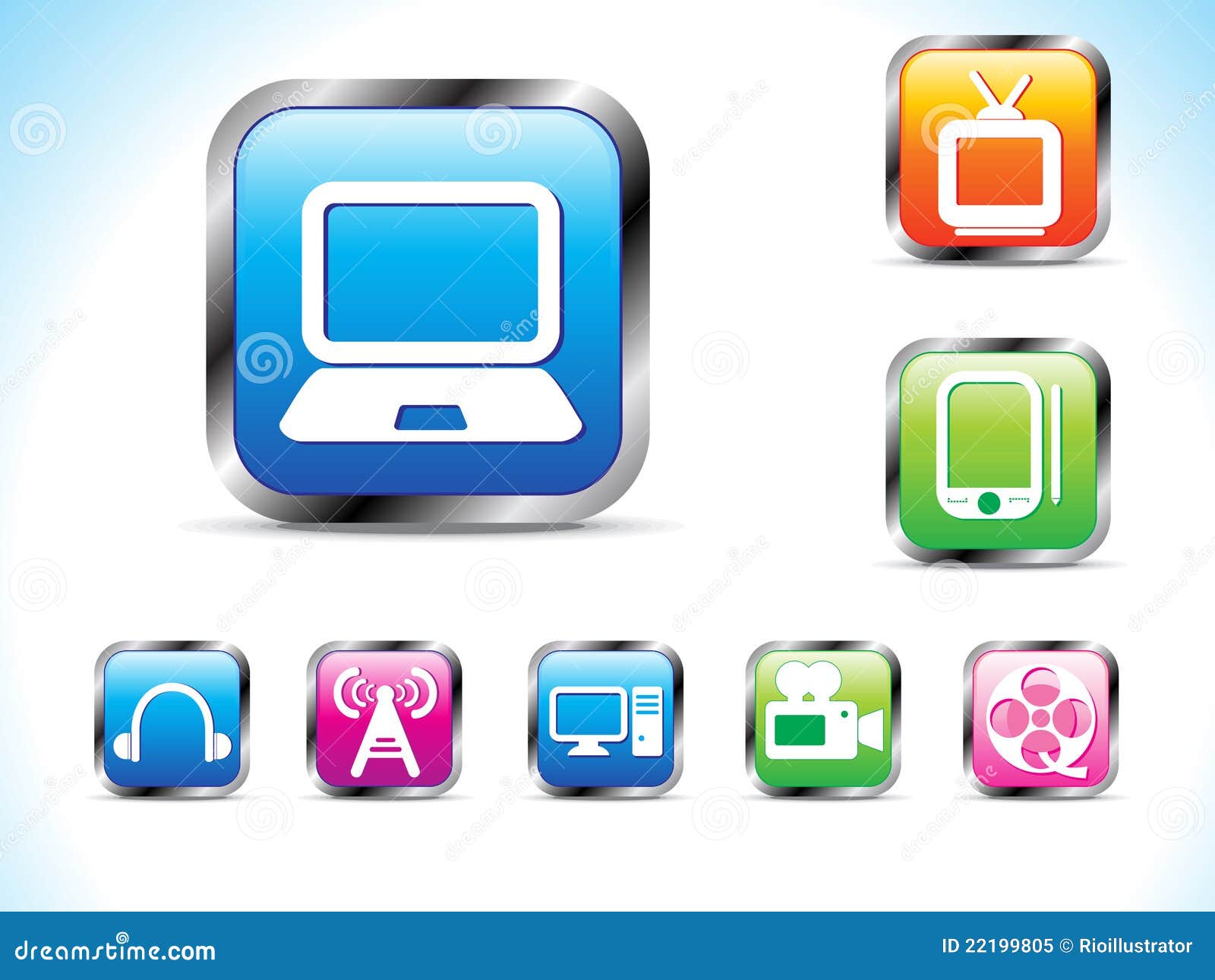 Abstract Technology Icon with Button Stock Vector - Illustration of ...