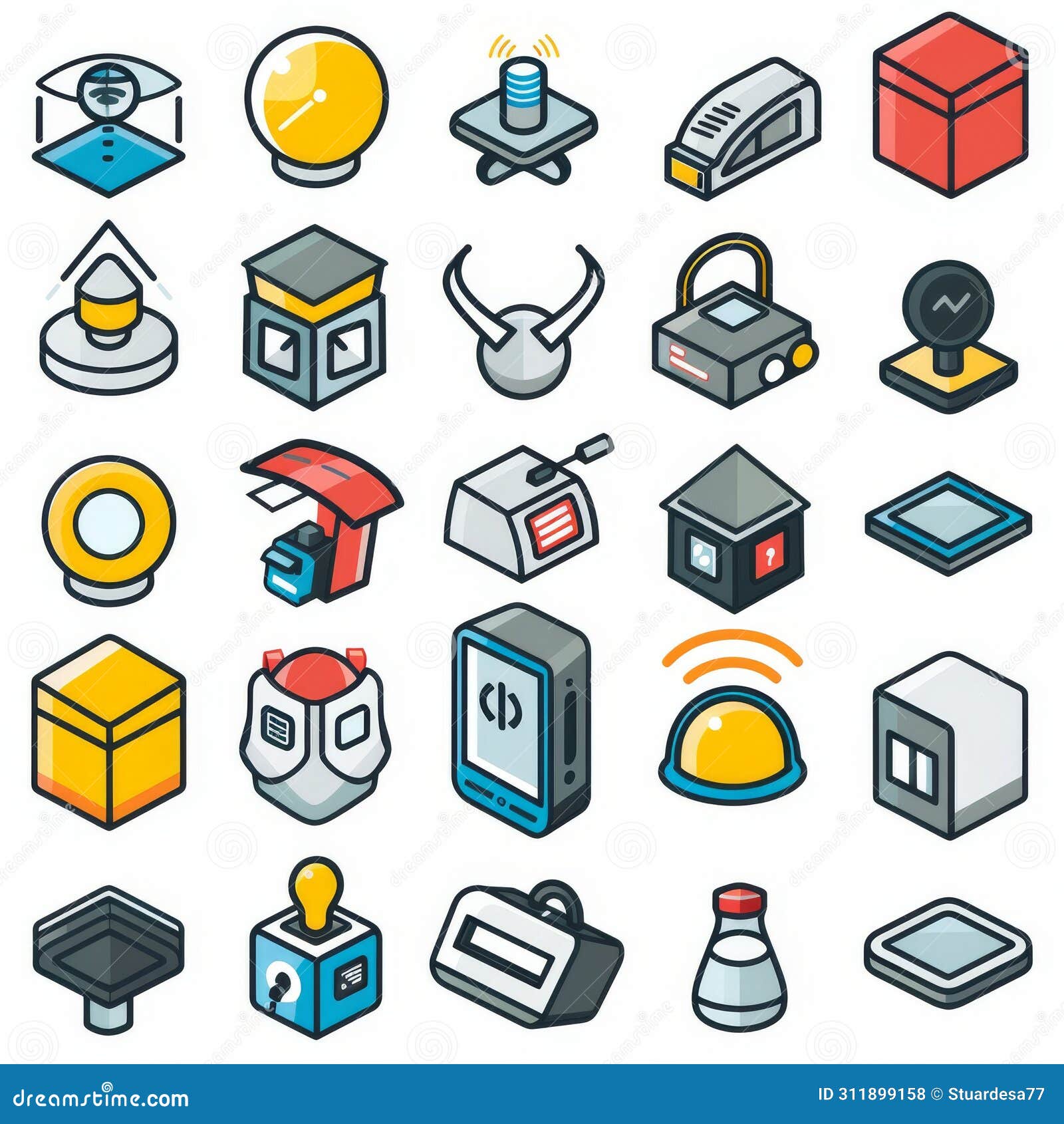 Abstract Technology Icons Collection Stock Illustration - Illustration ...