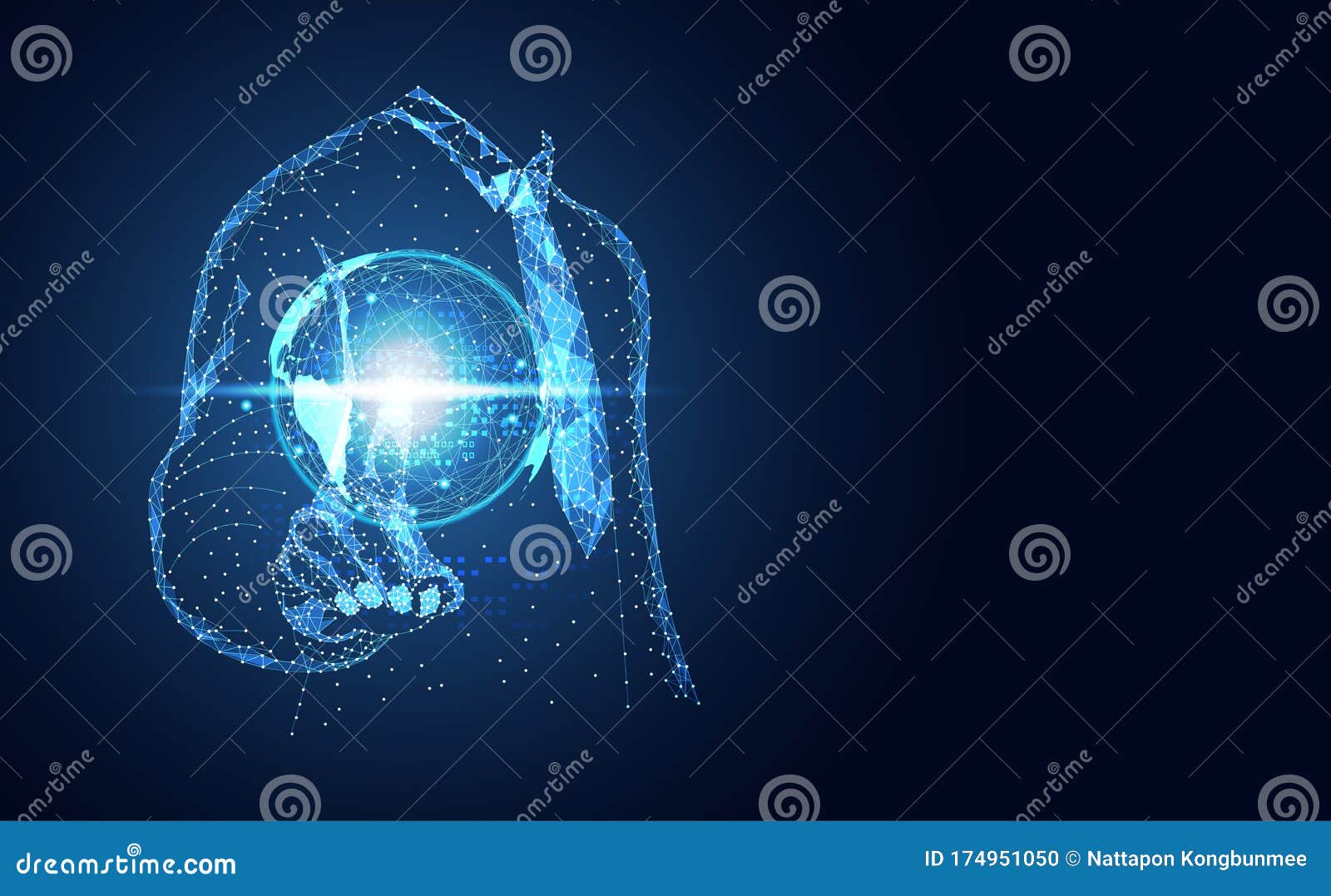 Abstract Technology Line Triangle and Points Businessman Low Poly ...