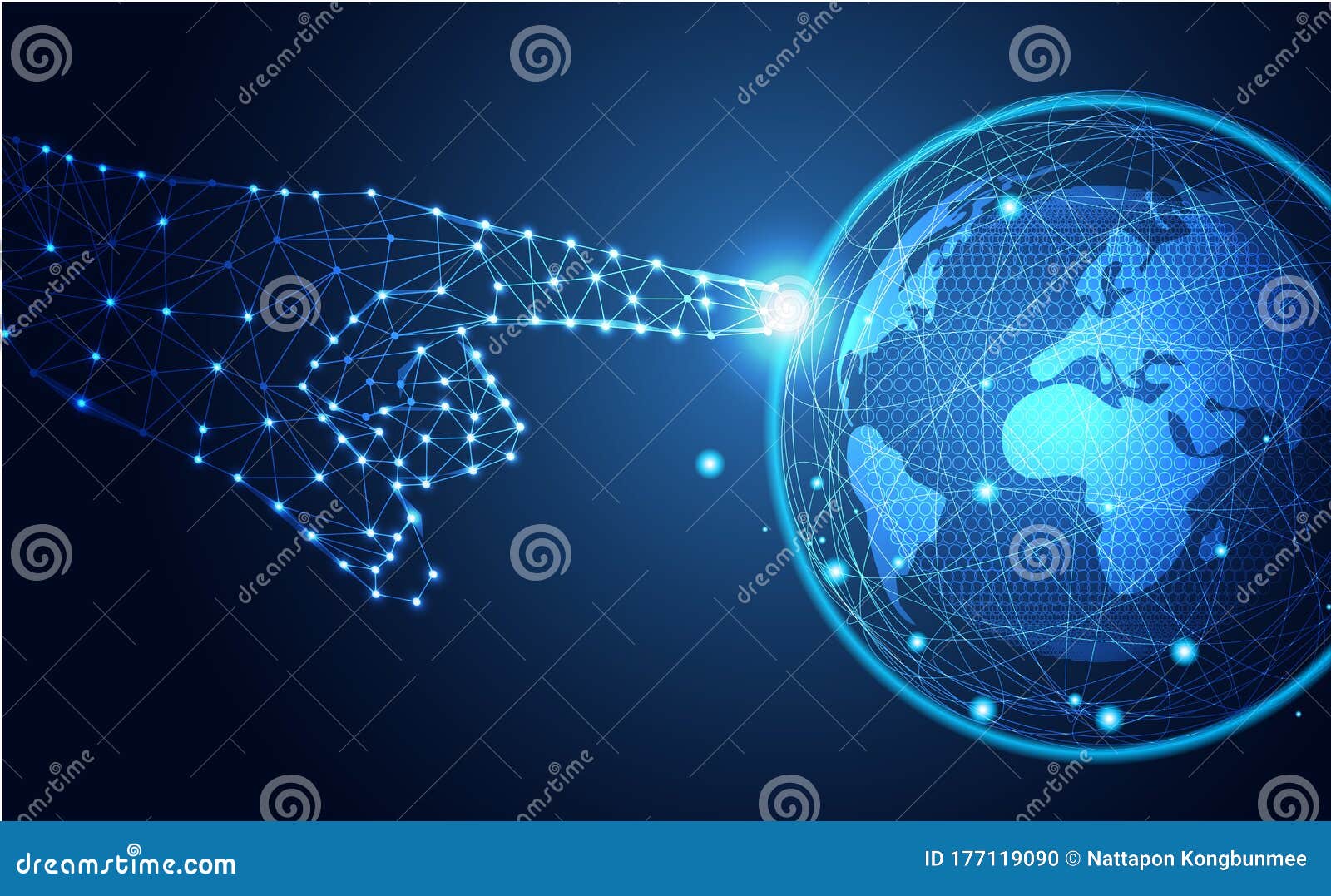 Abstract Technology Line Triangle and Points Businessman Low Poly Hold ...