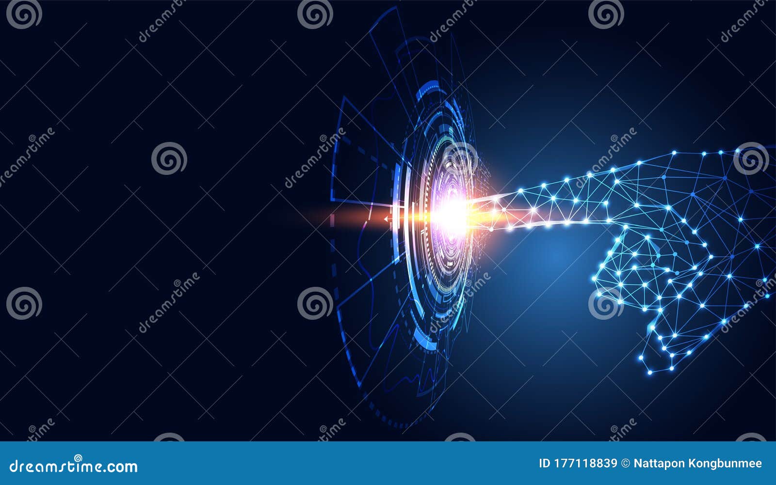 Abstract Technology Line Triangle and Points Hand Low Poly Future ...
