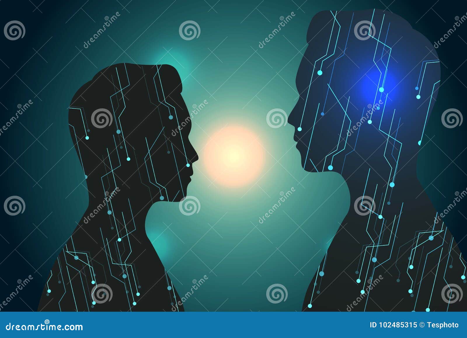 Abstract Technology with Man Silhouette. Vector Illustration. Stock ...
