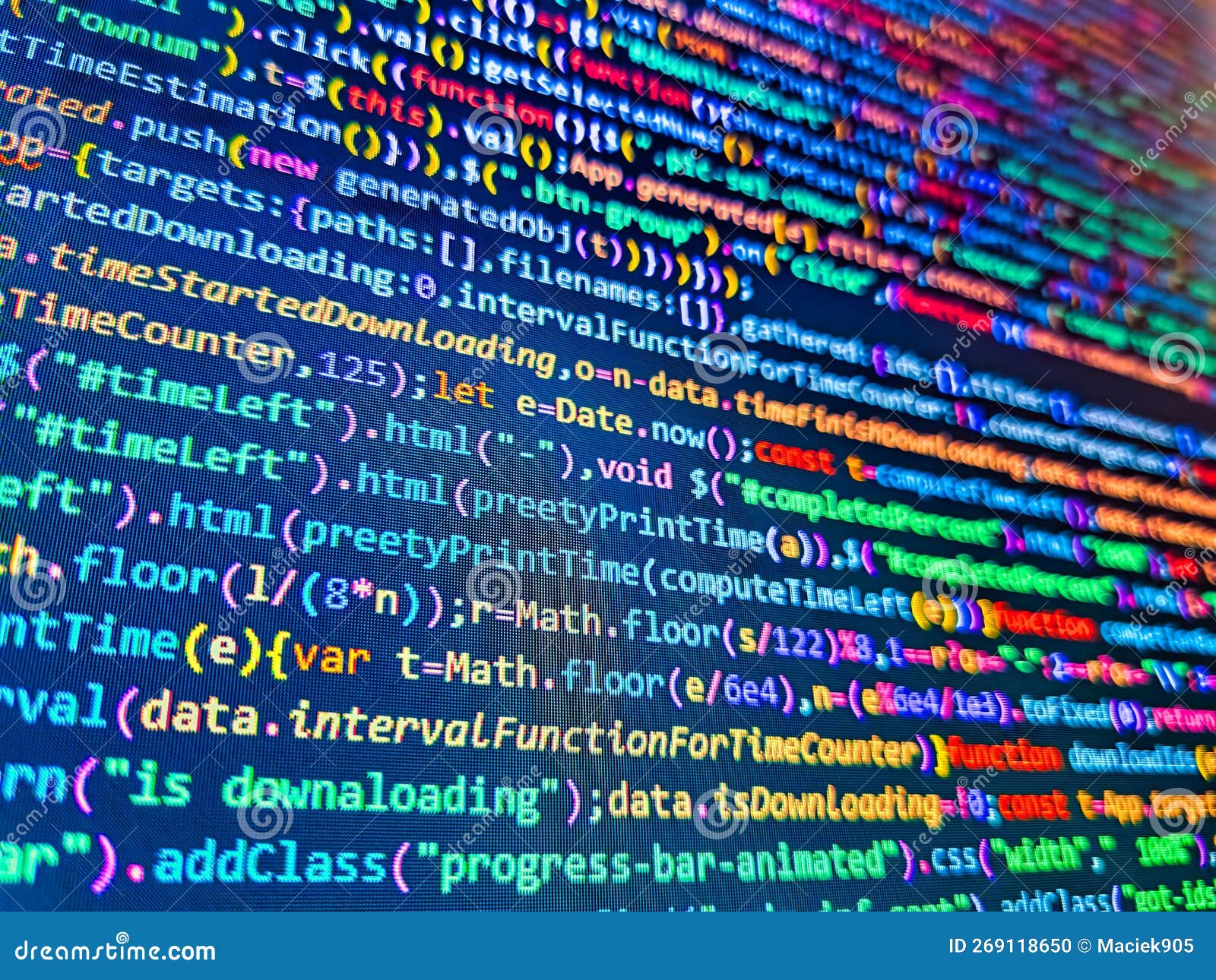 Abstract Technology Pattern Background Of It Project Html Css3 Source Code On Lcd Screen With