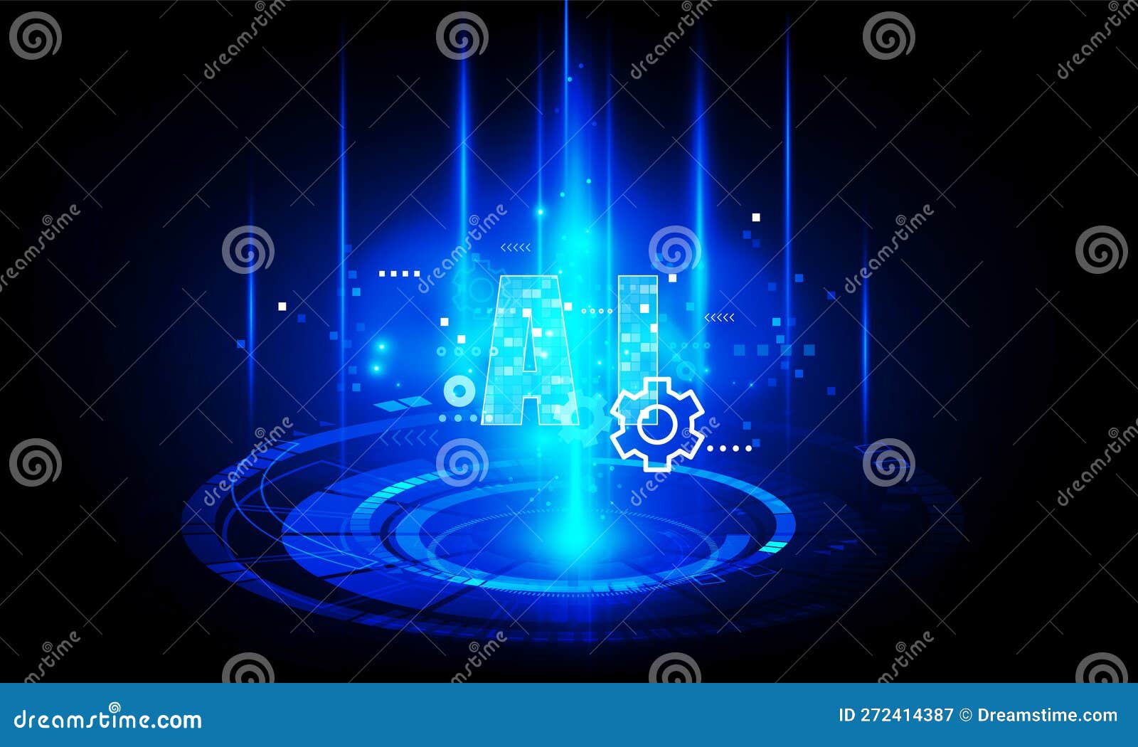 Abstract Technology Polygon AI(Artificial Intelligence) Light for Font ...