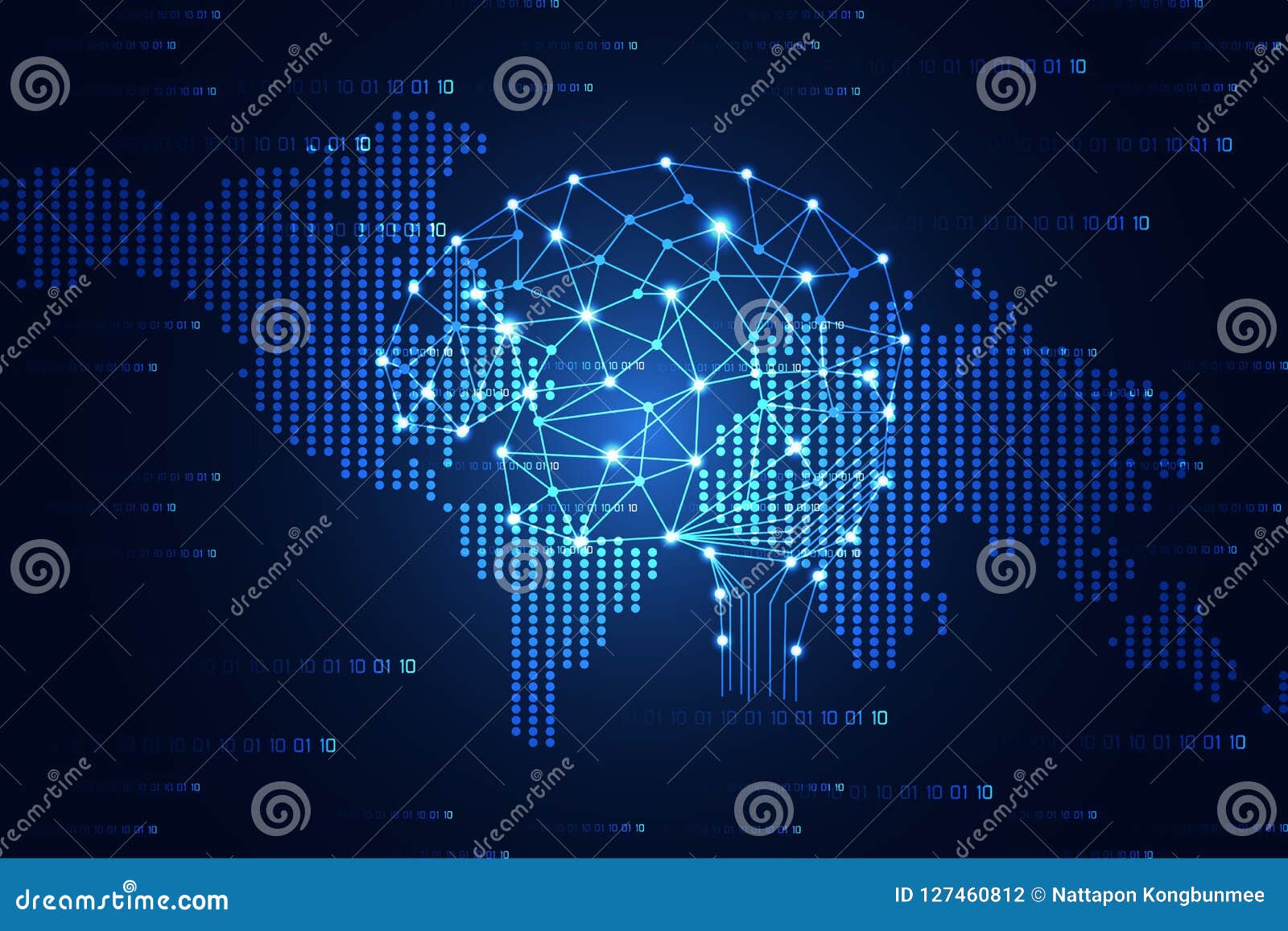 Abstract Technology Science Concept Map Dot and Brain Digital Li Stock ...