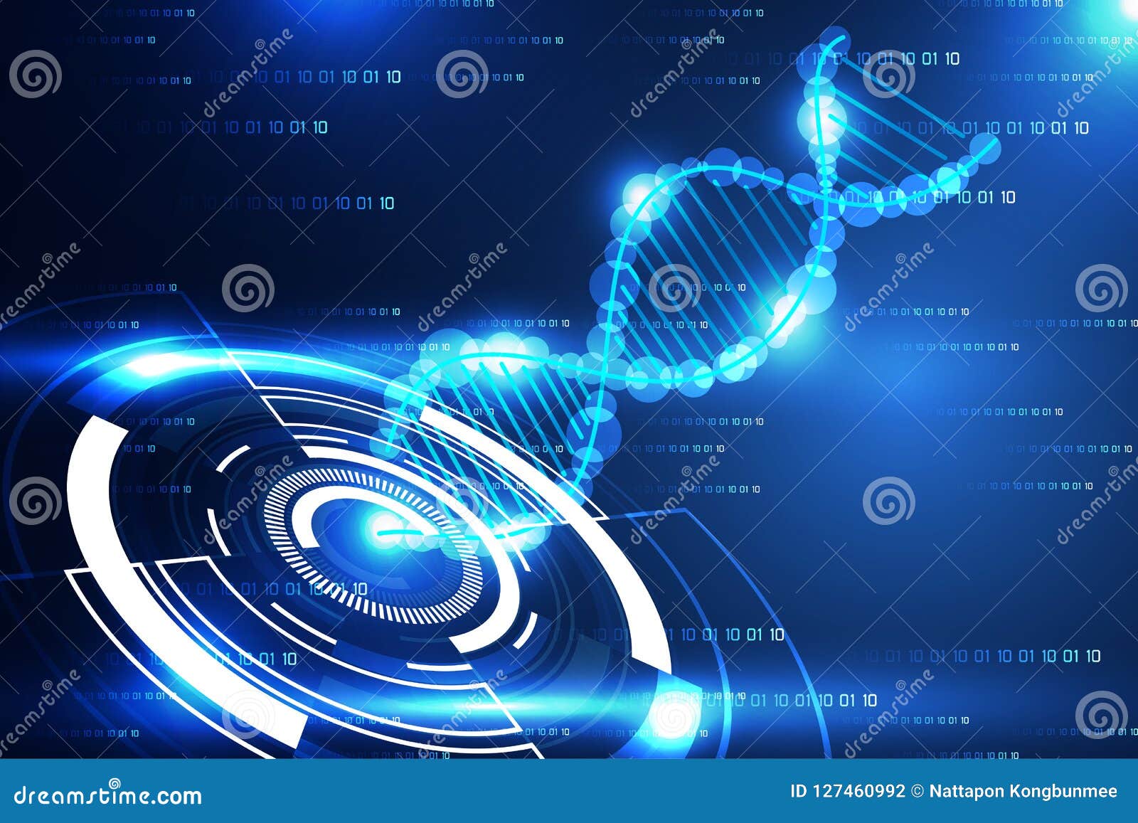Abstract Technology Science Concept Modern Circle and DNA Blue L Stock ...