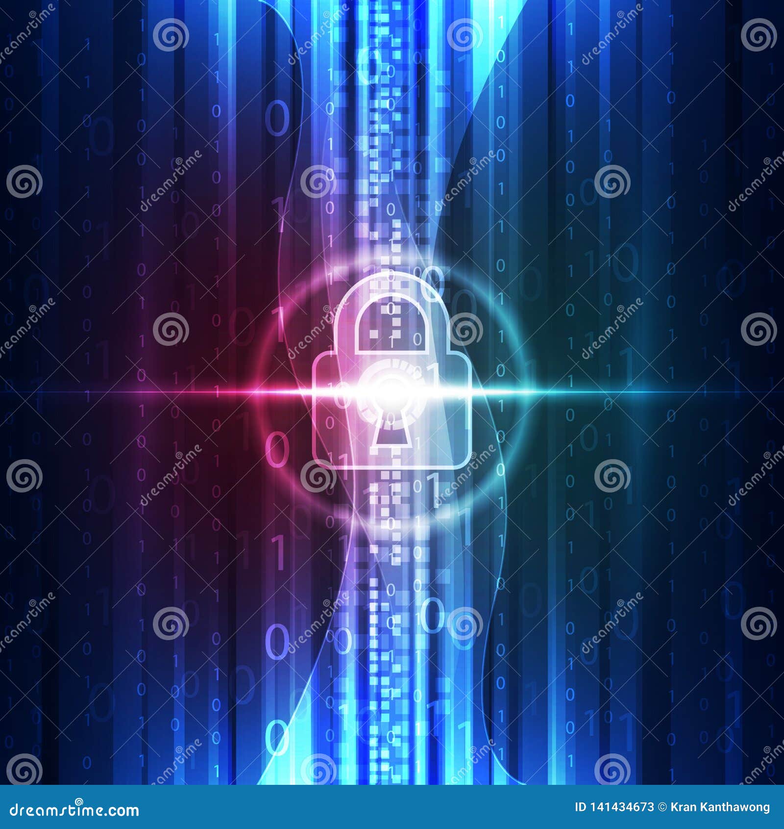 Abstract Technology Security on Global Network Background, Vector ...