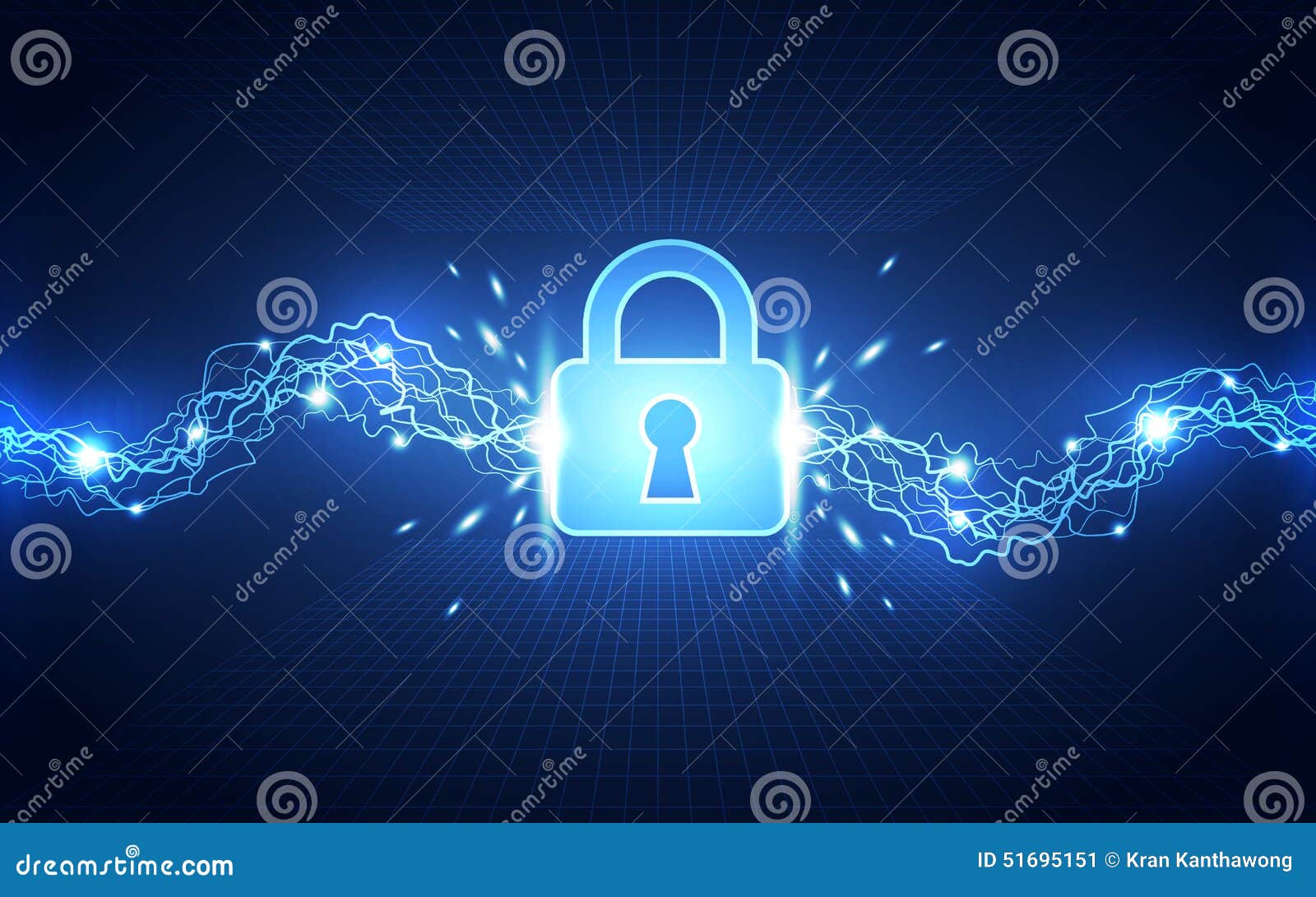 Abstract Technology Security on Global Network Background, Vector ...