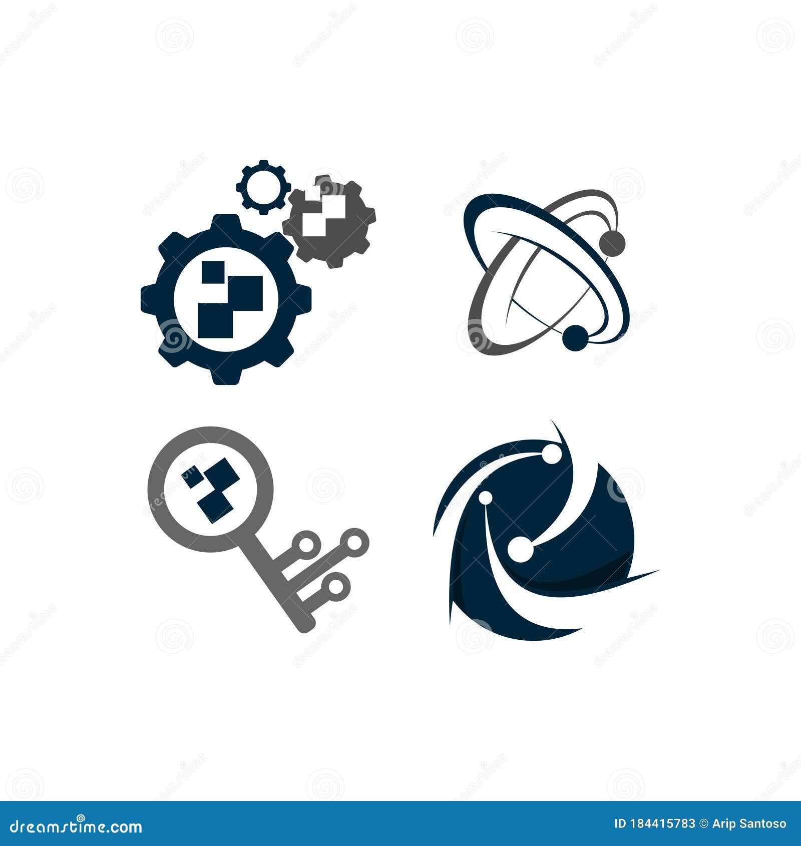 Abstract Technology Solution Design Vector Illustration Set Stock ...