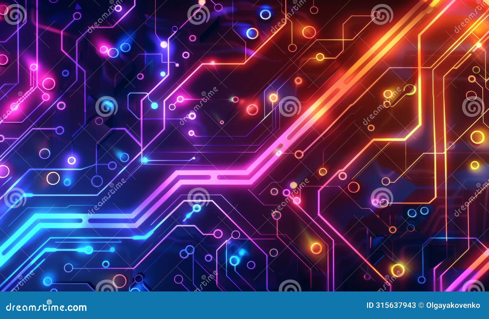 Abstract Technology Spectrum Rainbow Circuit Board Textured Background ...