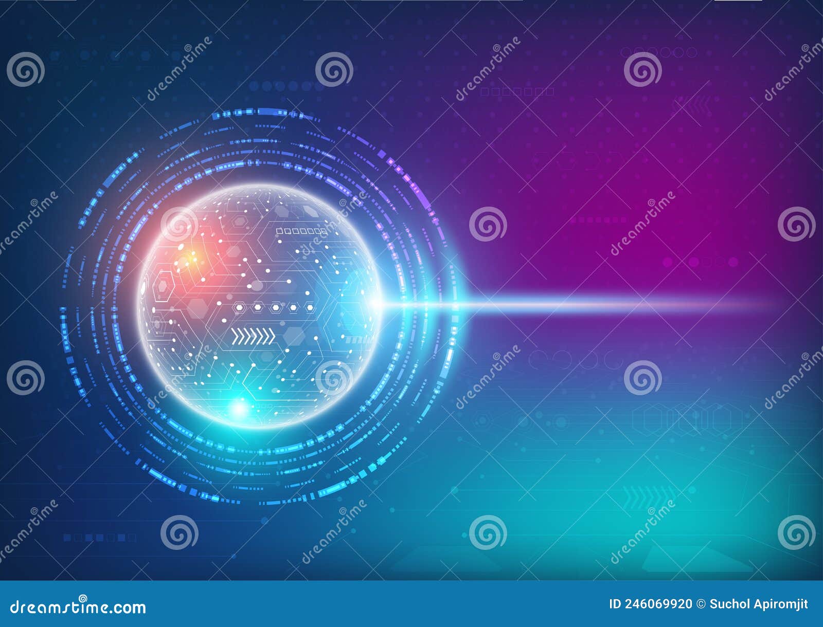 Abstract Technology Sphere with Circuit Lines Diagram. Stock Vector ...