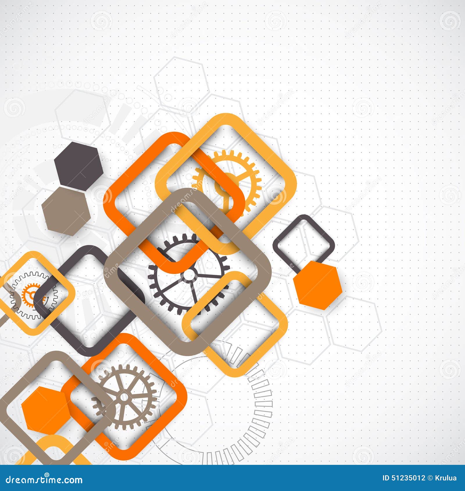 Abstract Technology Square Background with Cogwheels Stock Vector ...