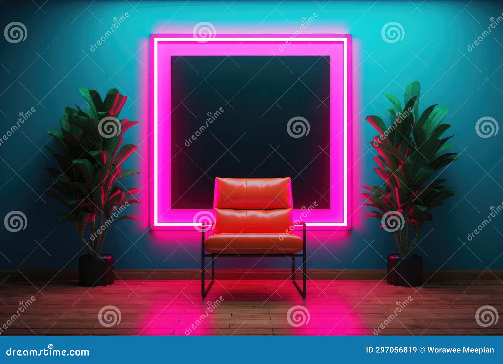 Abstract Technology Square Space Interface Hologram Elements Neon ...