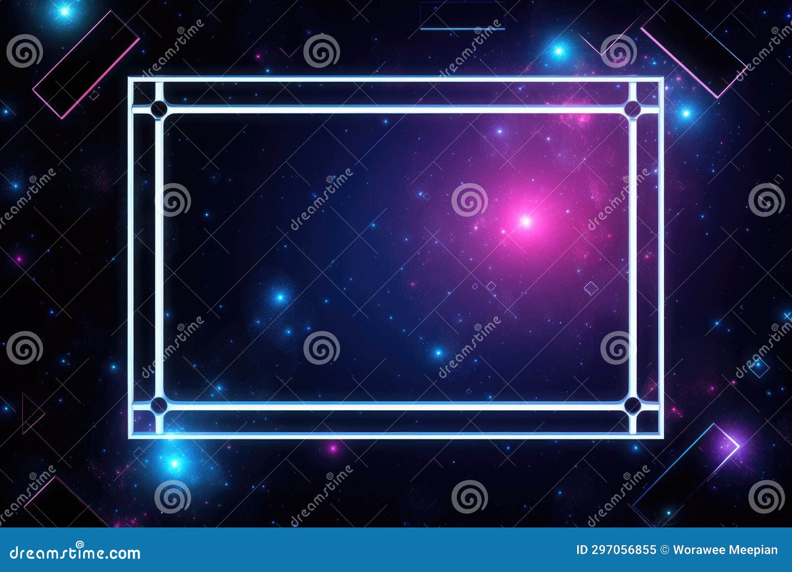Abstract Technology Square Space Interface Hologram Elements Neon ...